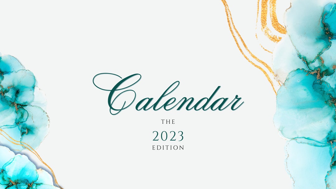 2023 Calendar - Teal & Gold Vintage Style - Etsy