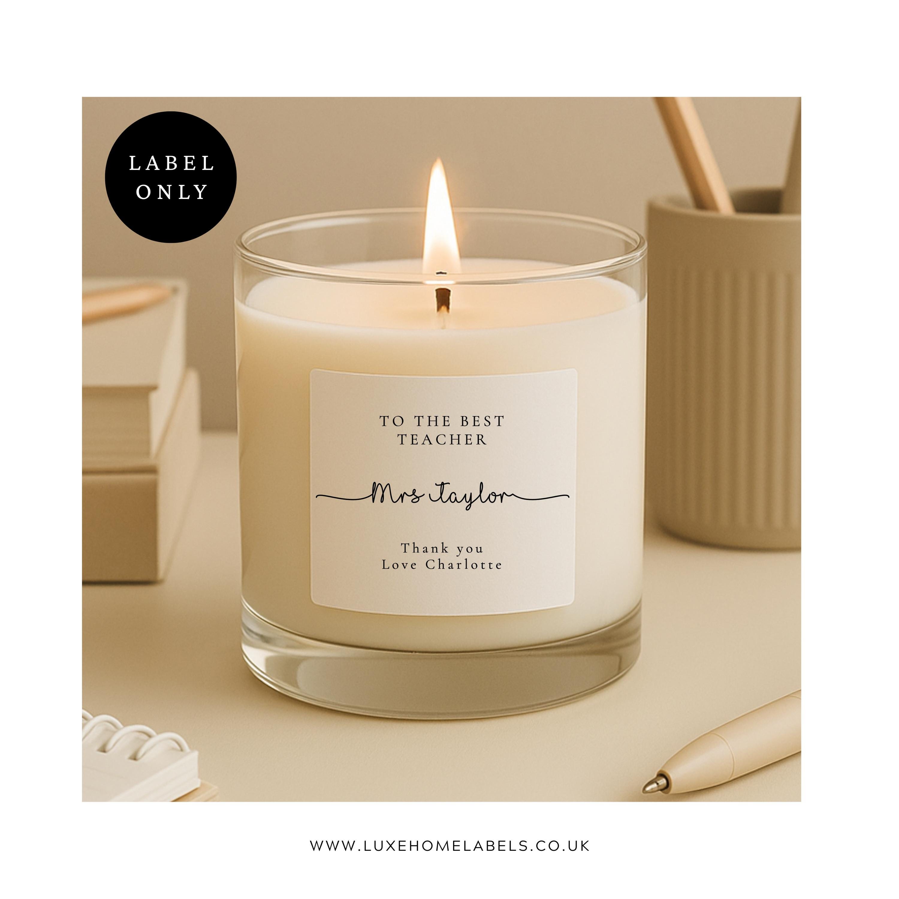 Personalised Teacher Candle Labels: Waterproof End of Term Gift ...