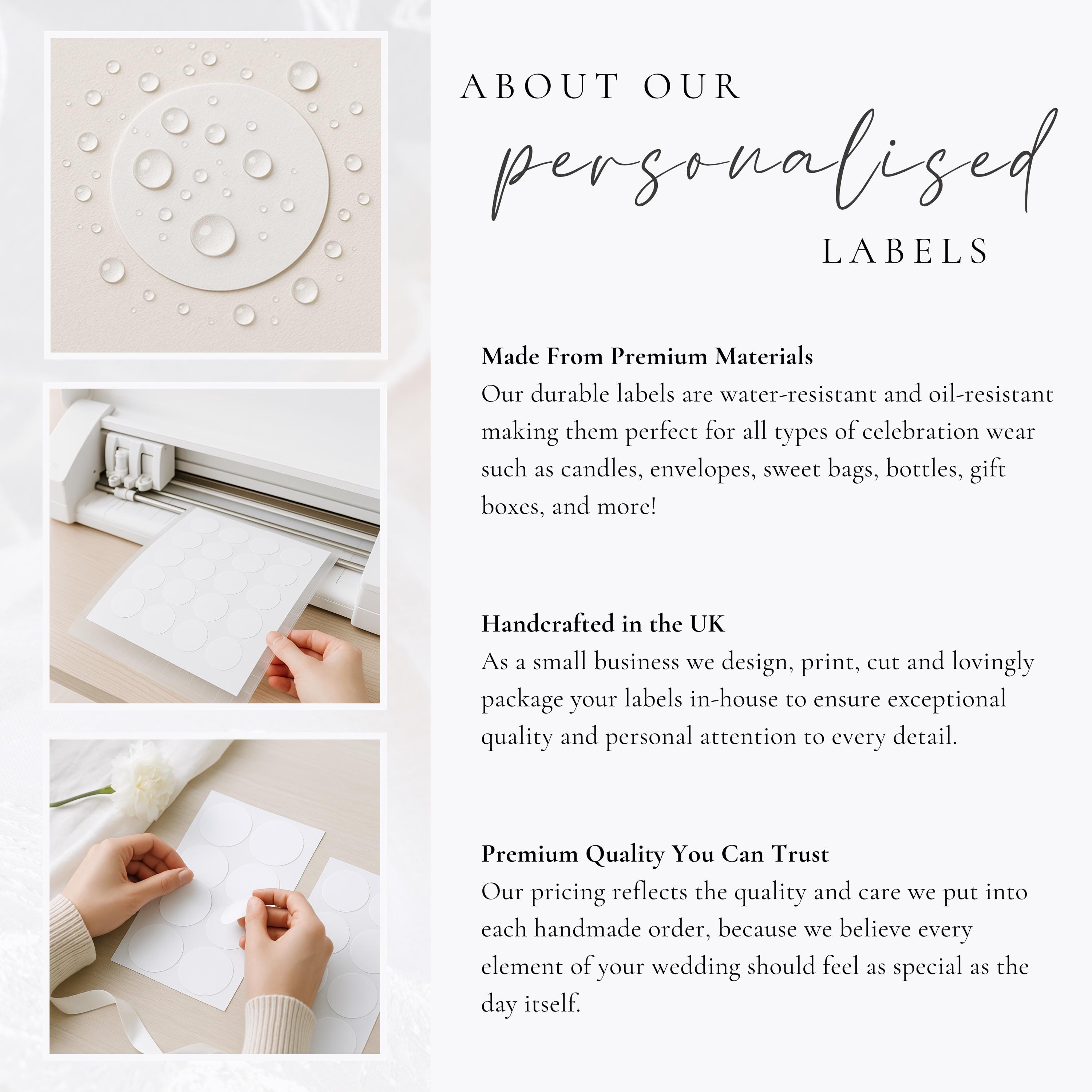 Custom Wedding Favour Stickers: His & Hers Sweets | 4cm Water-resistant ...