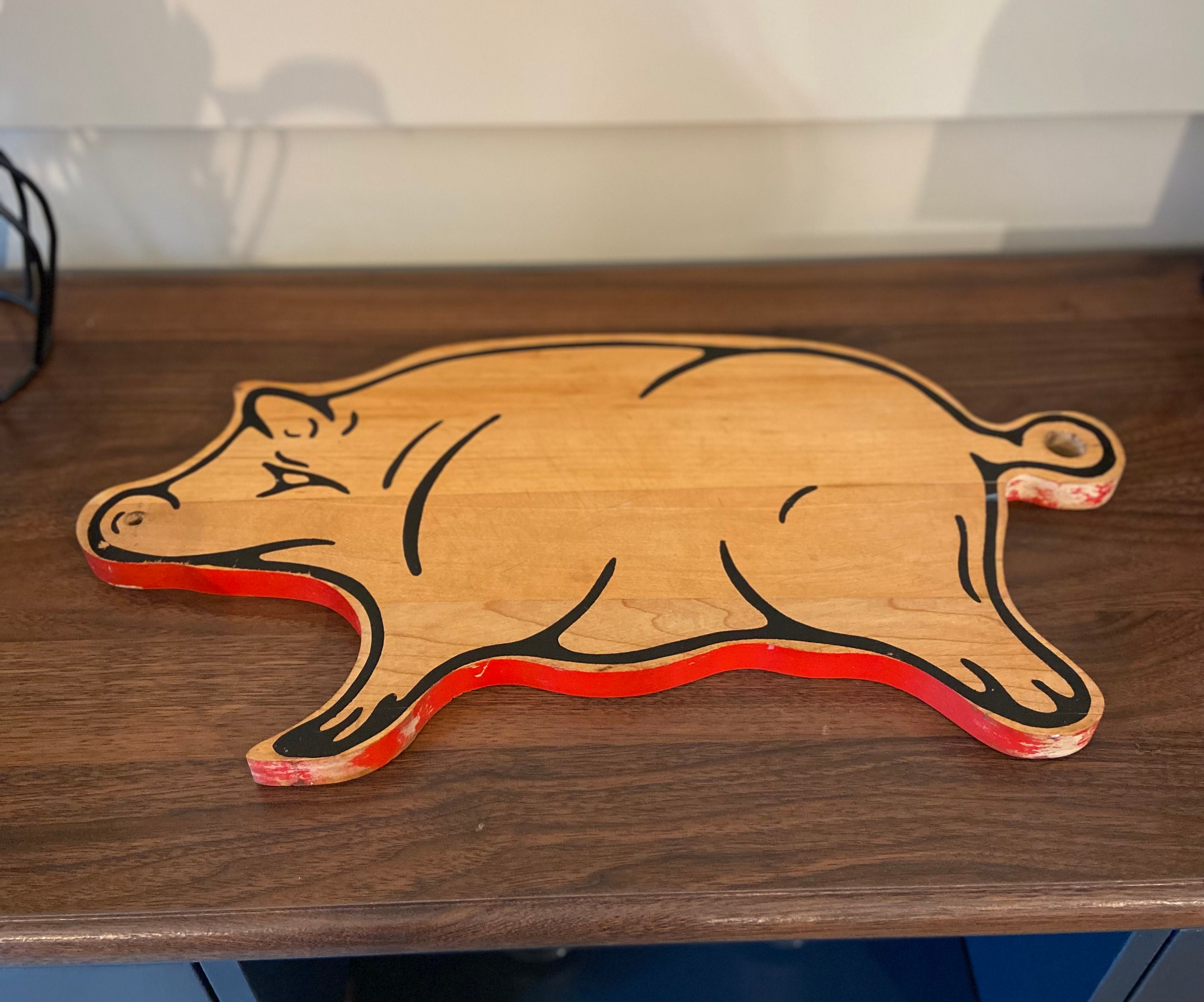 Vintage French Pig Shaped Wood Cutting Board, Bread Board, Charcuterie ...