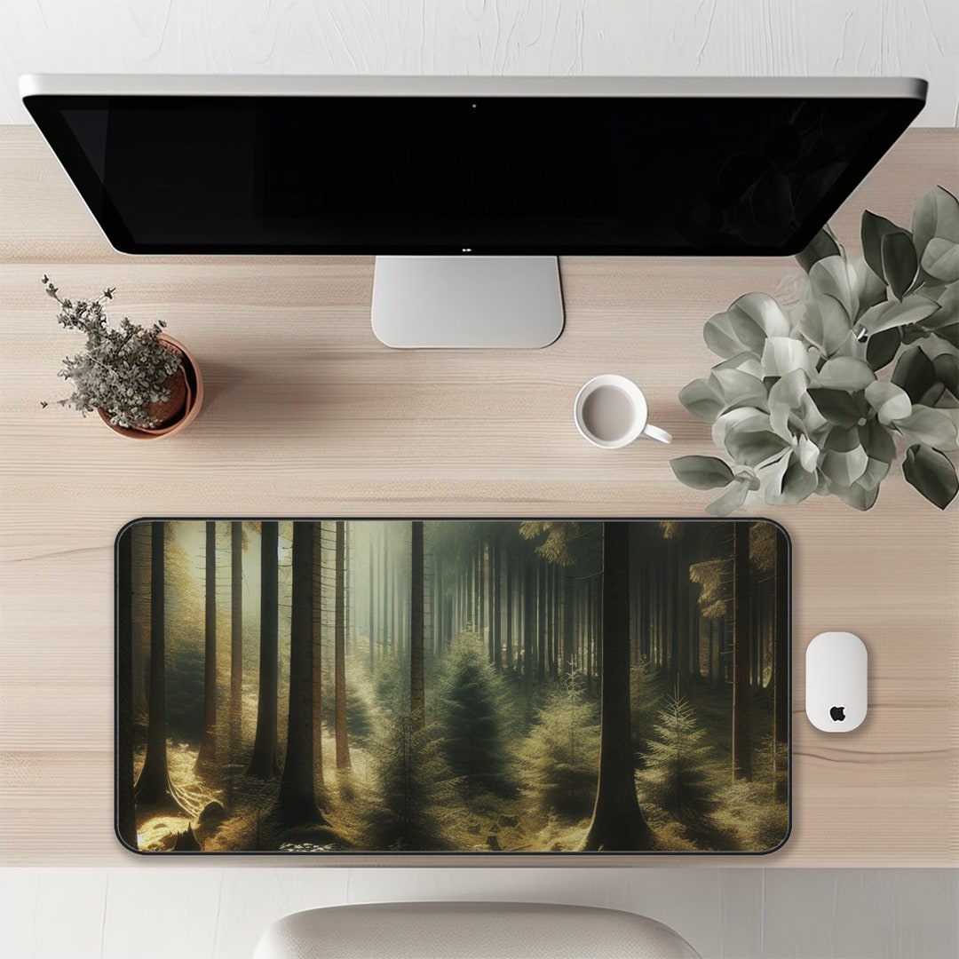 Forest Desk Mat, Green Desk Pad, Forest Gaming Desk Pad, Cottagecore ...
