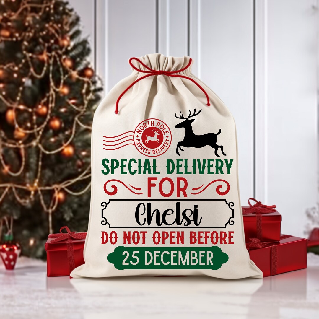 Personalized Special Delivery Santa Sack, Custom Santa Linen Bag ...