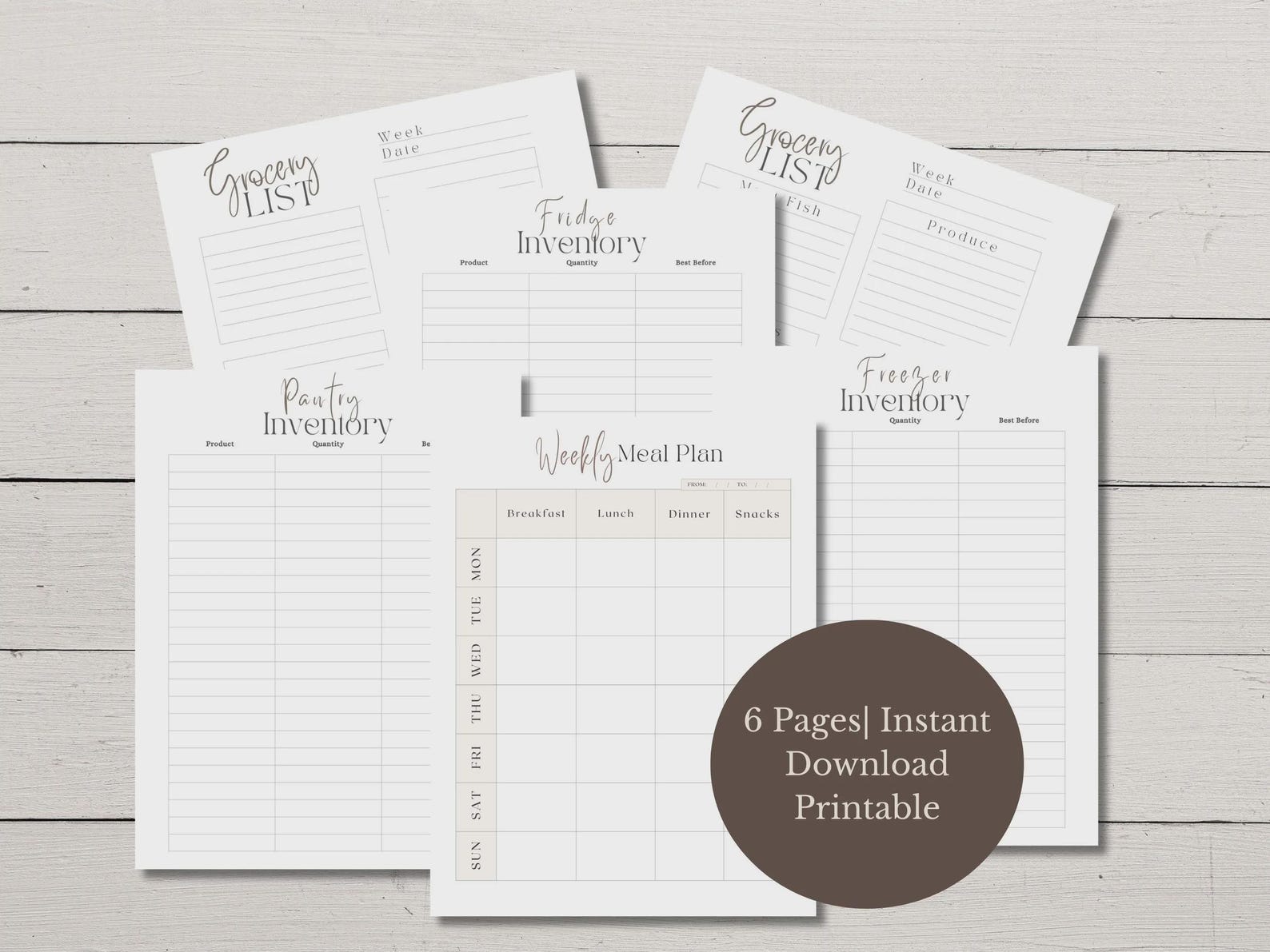 Meal Planner Printable, Weekly Meal Plan, Grocery List, Recipe Cards ...