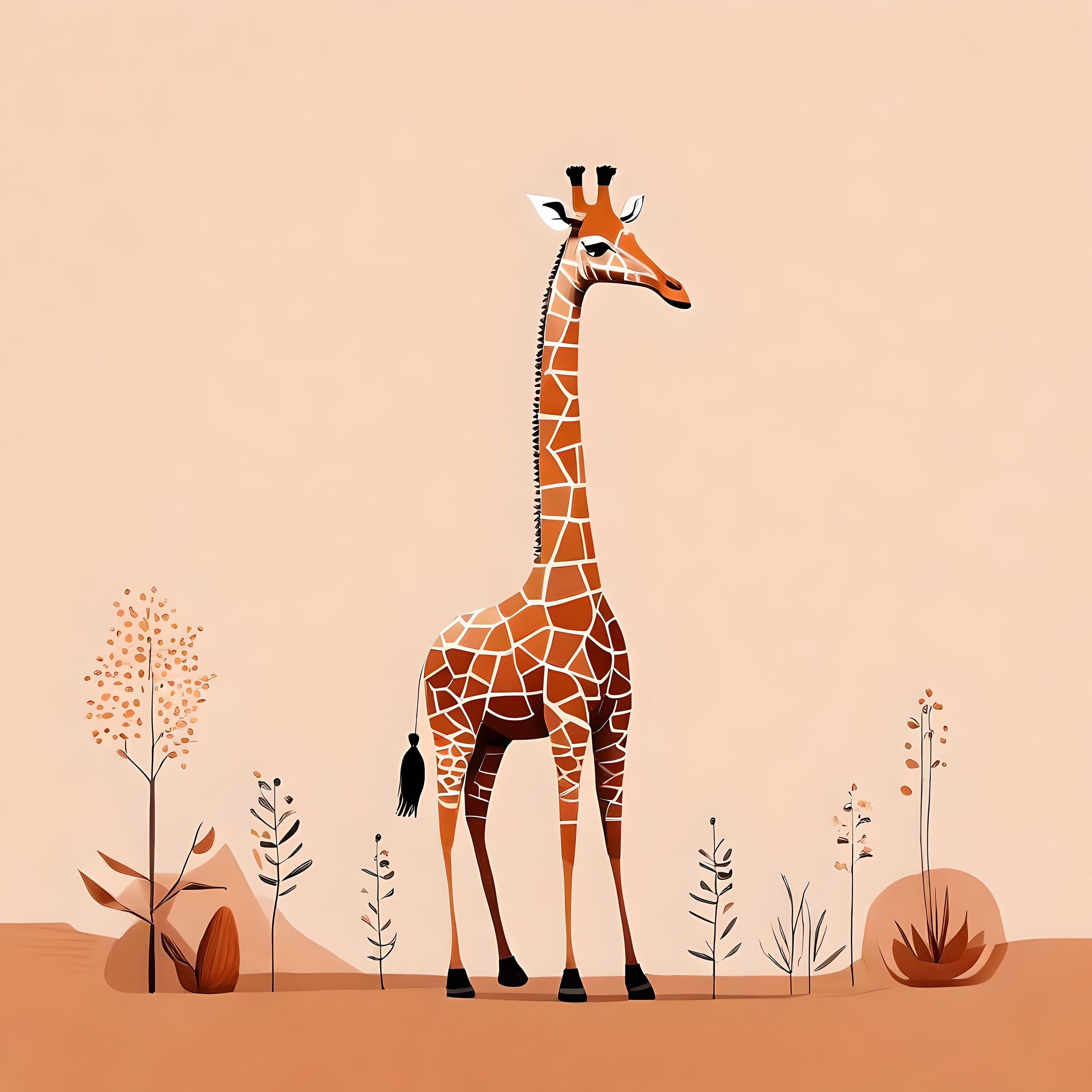 Boho Style Giraffe, Terracotta, Digital Print - Etsy