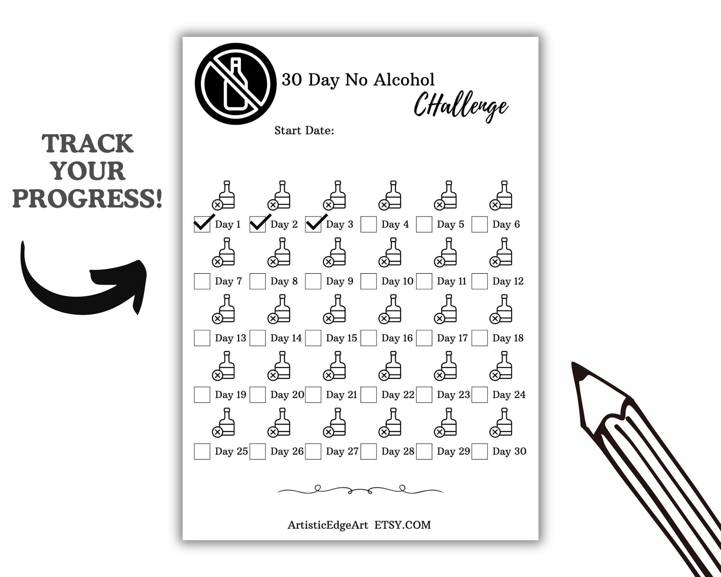 30-day No Alcohol Challenge Tracker, Printable Journey to Wellness ...