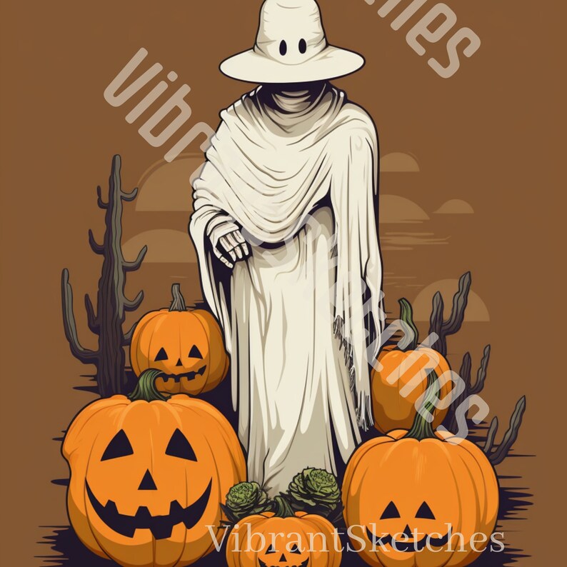 Halloween Ghost Cowboy Posters, Cowboy Lover Halloween Wall Art ...