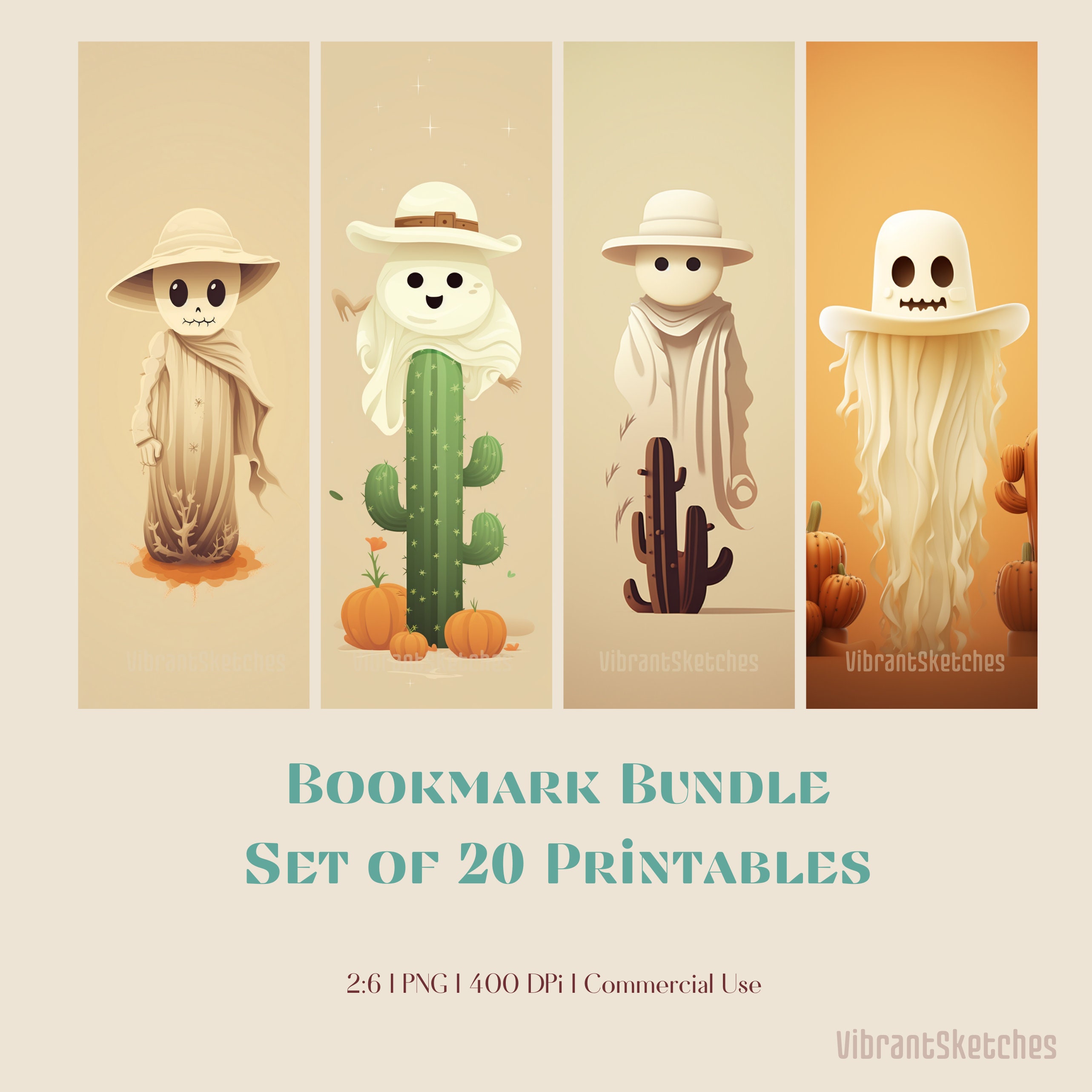 Bundle of 20 Halloween Themed Printable Bookmarks Digital - Etsy
