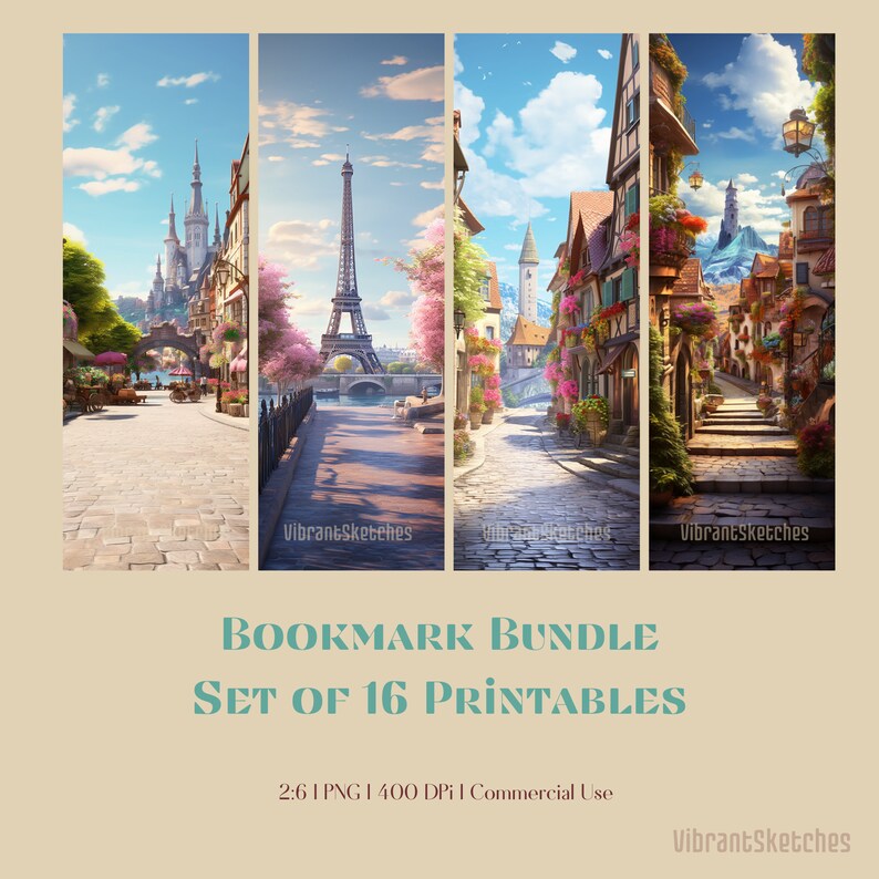 Bundle of 16 European Cities Printable Bookmarks, Digital Download ...