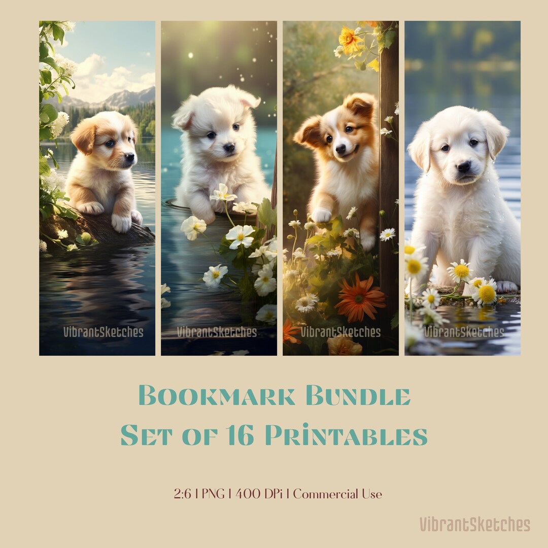 Bundle of 16 Country Adorable Puppies Printable Bookmarks,cute Puppies ...