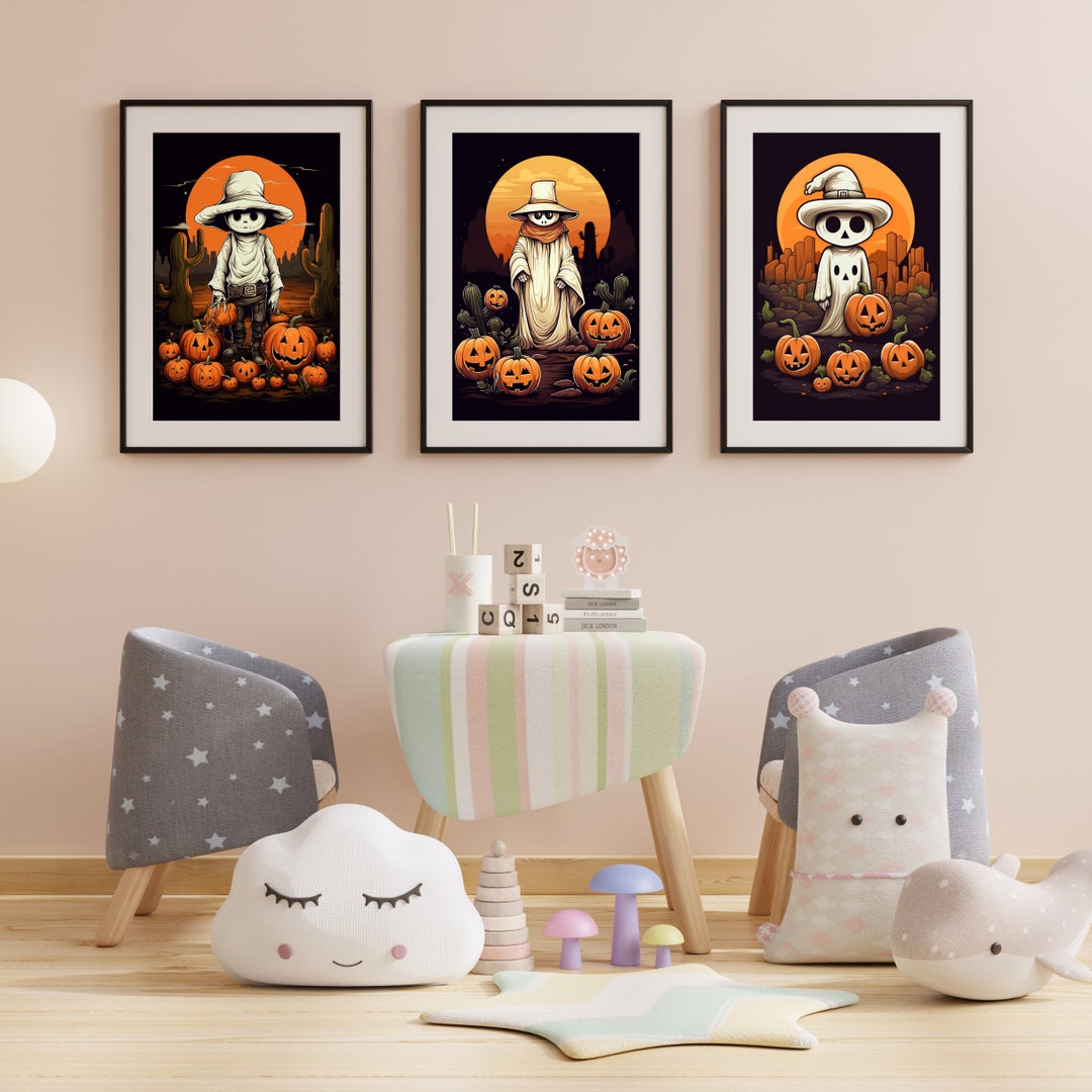 Set of 4 Halloween Ghost Posters for Kids, Kids Halloween Prints ...