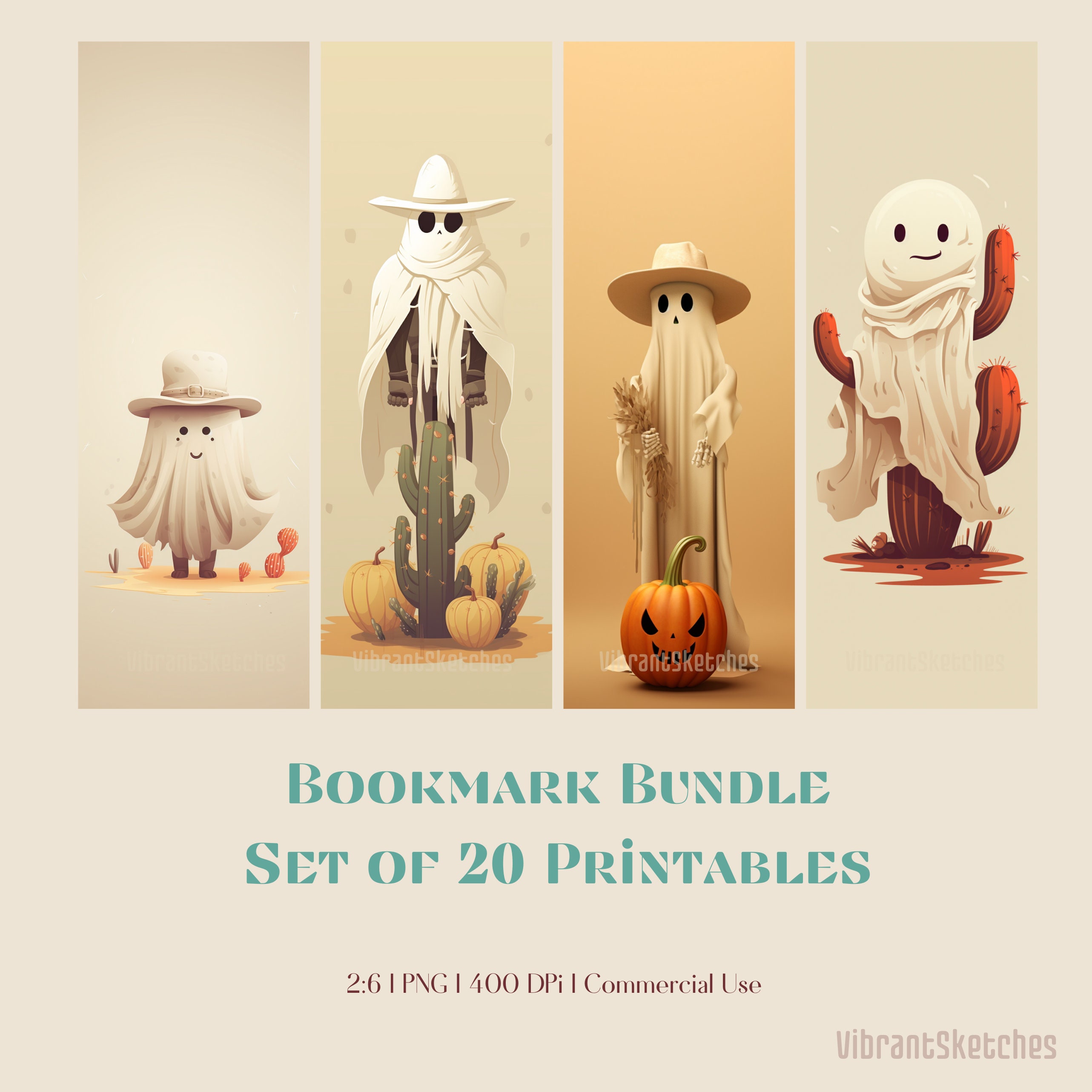 Bundle of 20 Halloween Themed Printable Bookmarks Digital - Etsy