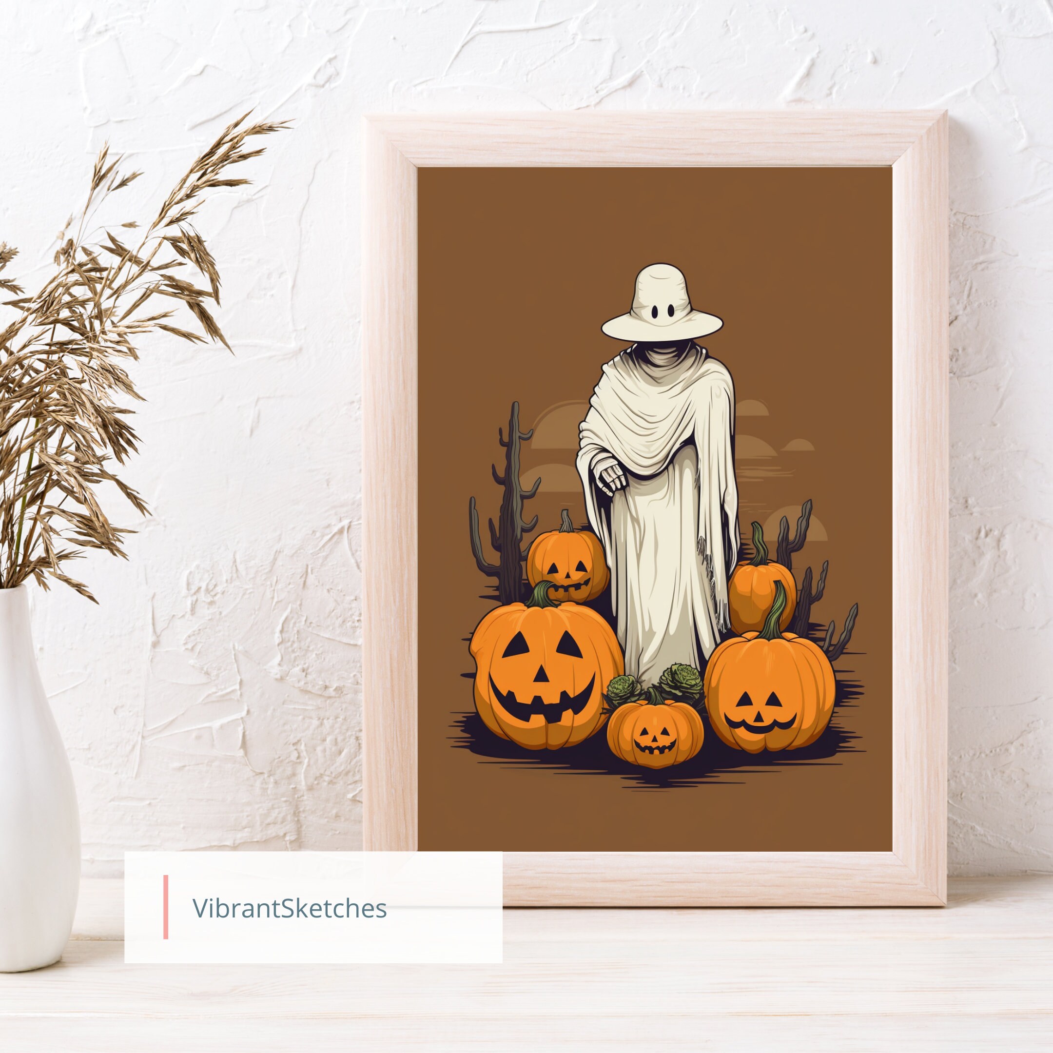 Halloween Ghost Cowboy Posters, Cowboy Lover Halloween Wall Art ...