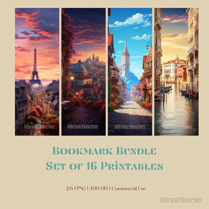 Bundle of 16 European Cities Printable Bookmarks, Digital Download ...