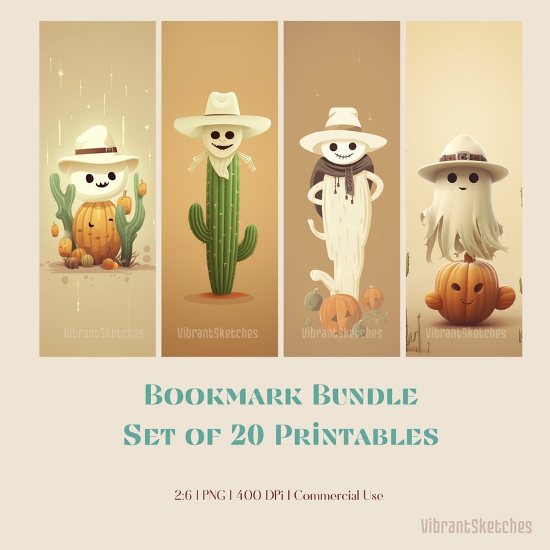 Bundle of 20 Halloween Themed Printable Bookmarks, Digital Download ...