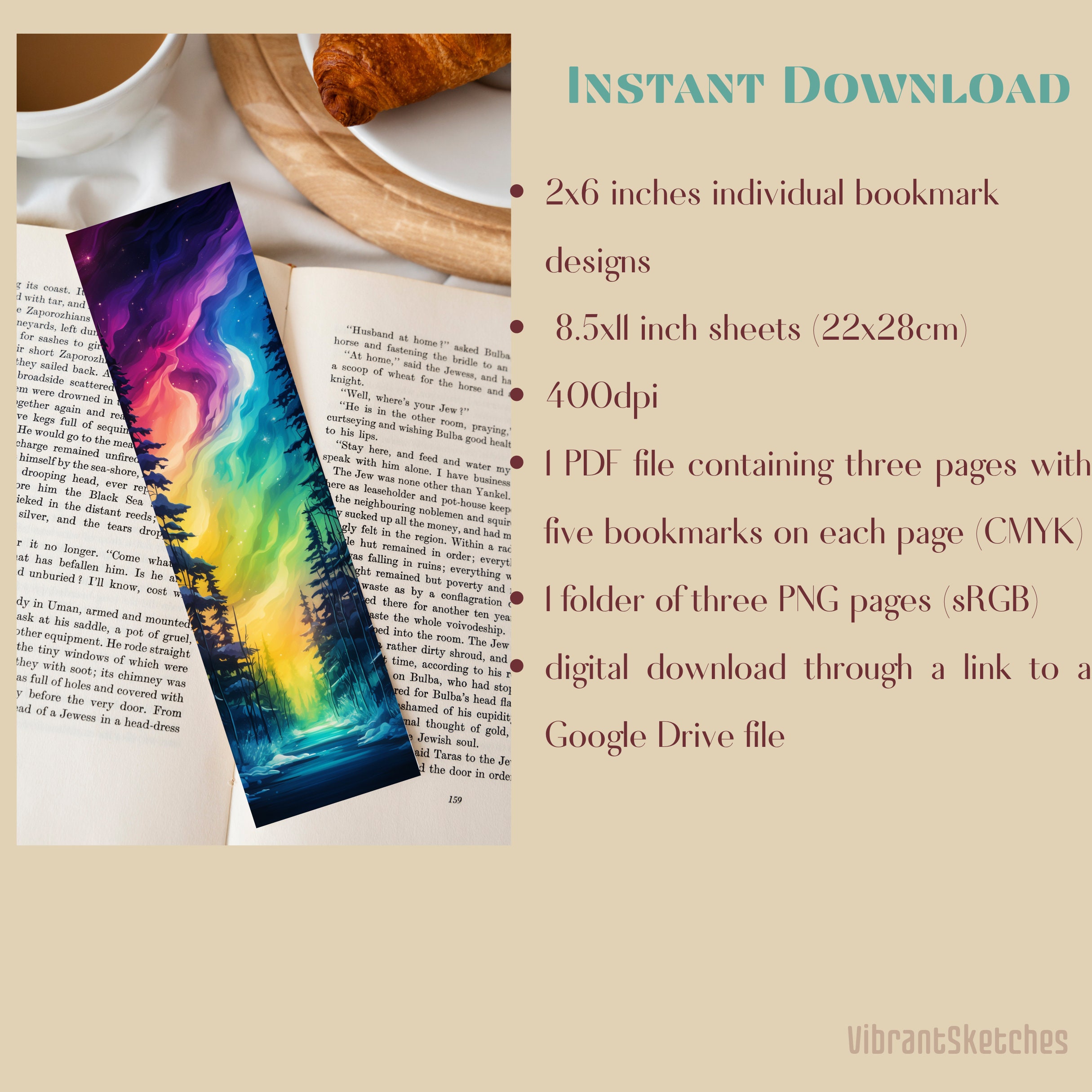 Bundle of 16 Northern Light Printable Bookmarks, Digital Download ...