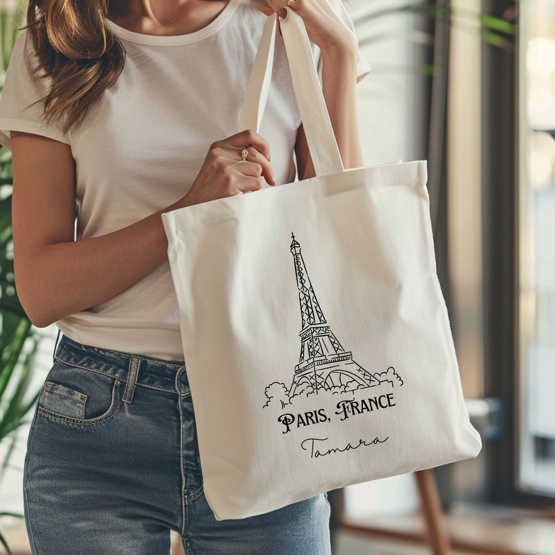 Paris, France Tote Bag, Personalized Paris Bag, Paris Girls Trip Bag ...