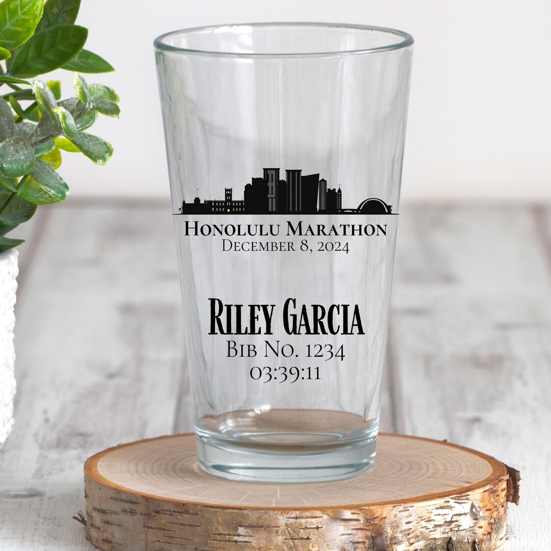 Personalized Marathon Glass, Custom Marathon Runner Pint Glass, 26.2 ...