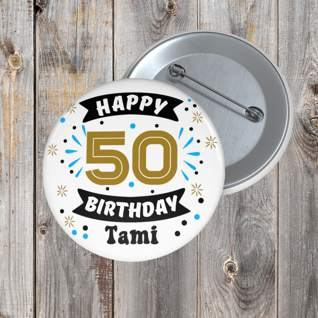 Personalized Birthday Pin, Customized Name Birthday Pin, Round Birthday ...
