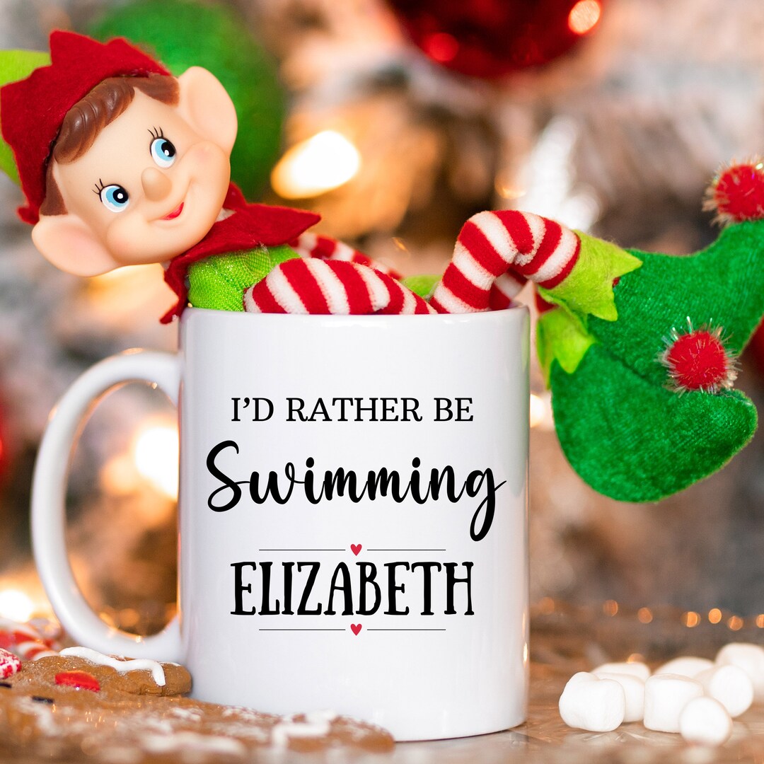 Personalized Swimming Mug, Custom Coffee Mug, I'd Rather Be Swimming ...