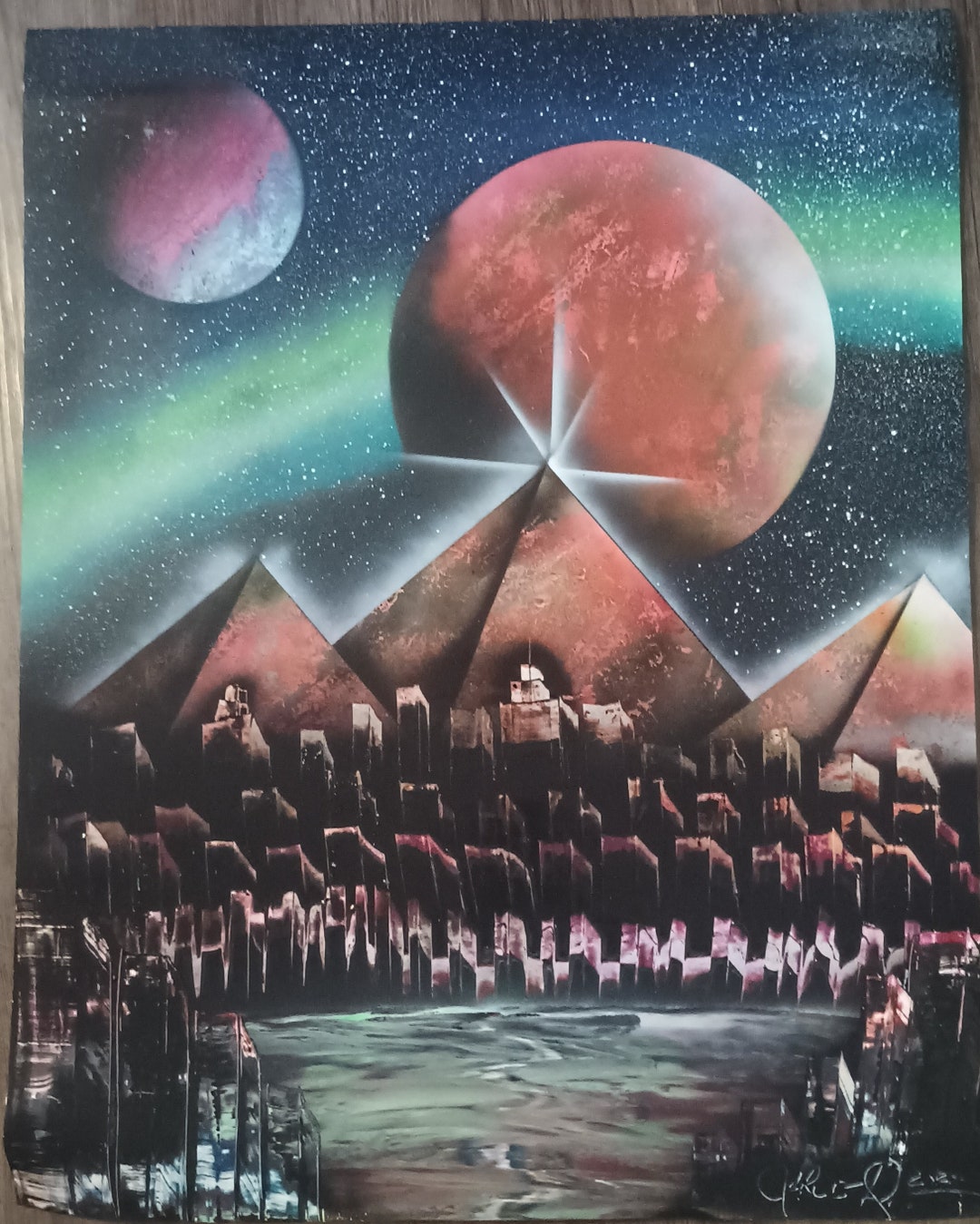 Pyramids of Power Spray Paint Art 22x28 - Etsy