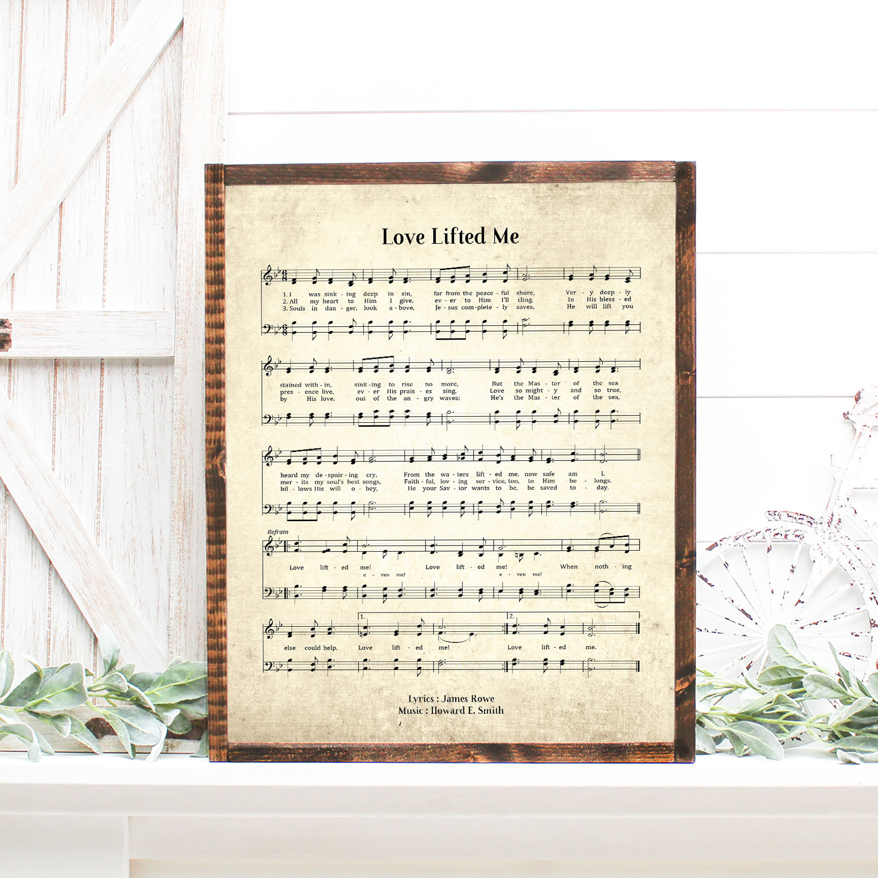Love Lifted Me Vintage Wall Art Print, Church Hymn Religious Poster ...
