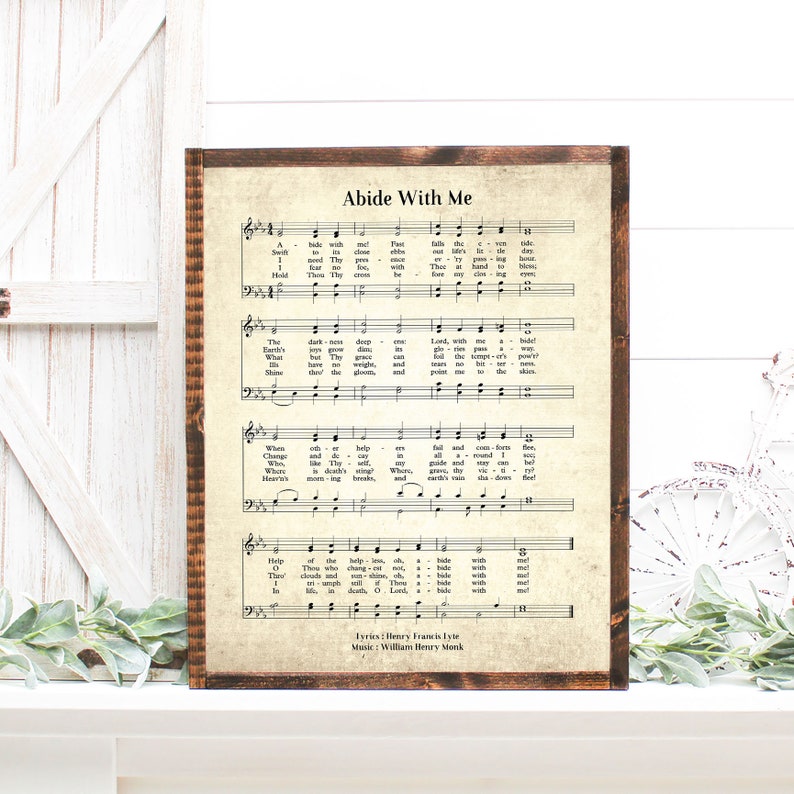 Abide With Me Vintage Wall Art Print, Church Hymn Religious Poster ...