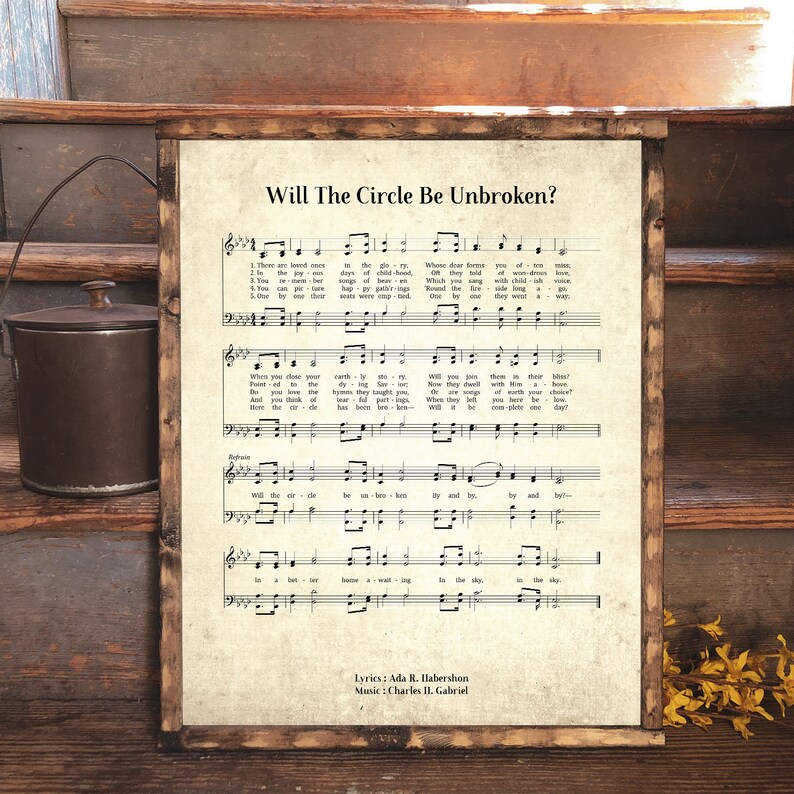 Will the Circle Be Unbroken Vintage Wall Art Print, Church Hymn ...