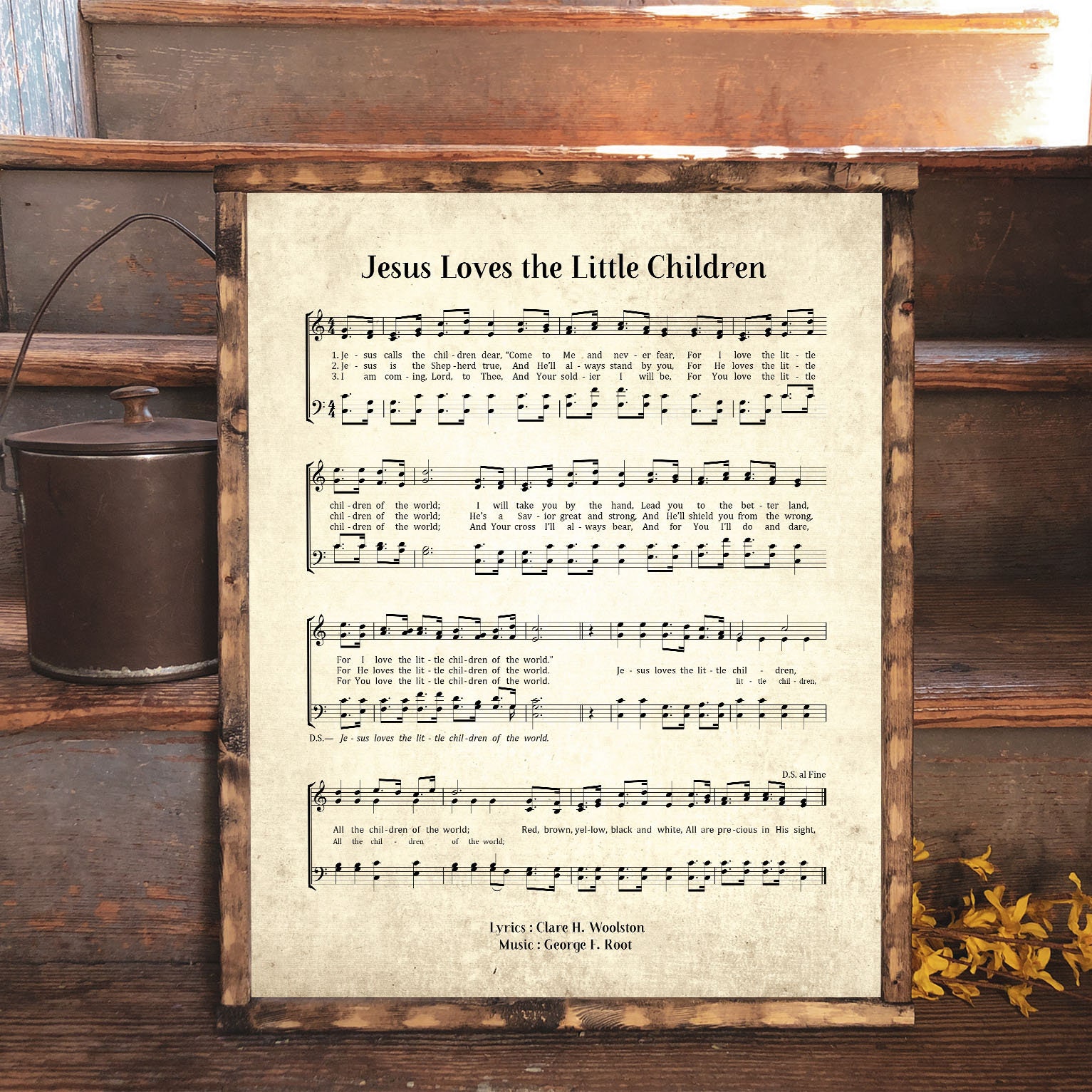 Jesus Loves the Little Children Vintage Wall Art Print, Church Hymn ...