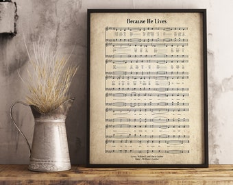 BECAUSE HE LIVES - Christian Home & Office Decor - Hymn Wall Art ...