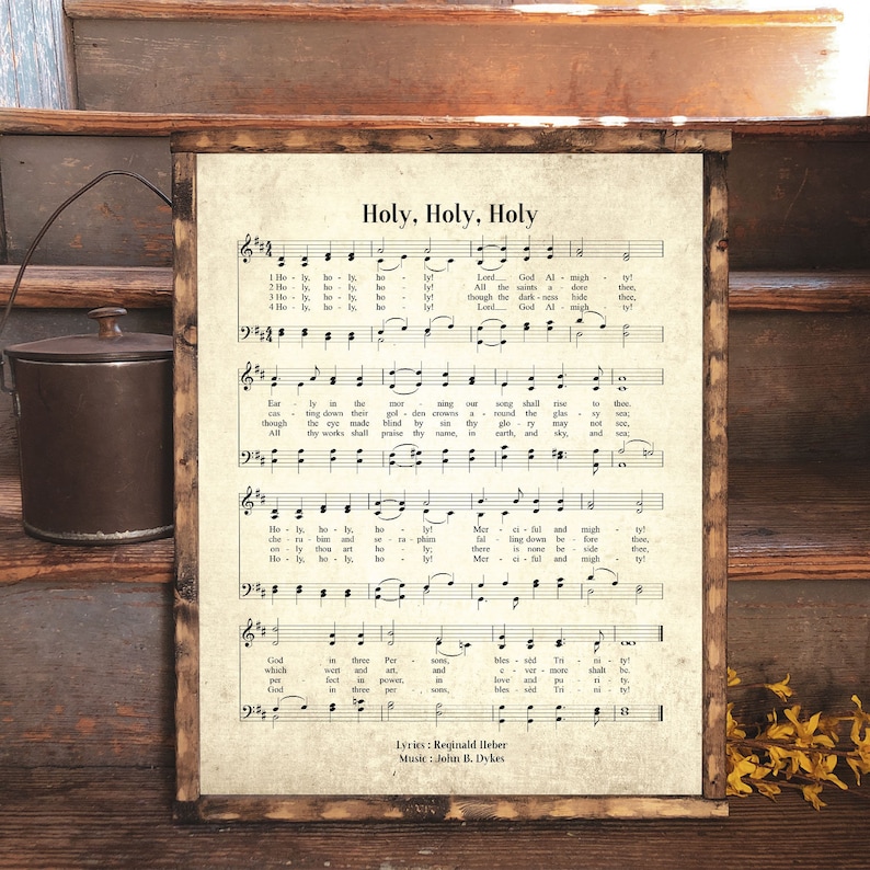 Holy Holy Holy Vintage Wall Art Print, Church Hymn Religious Poster ...