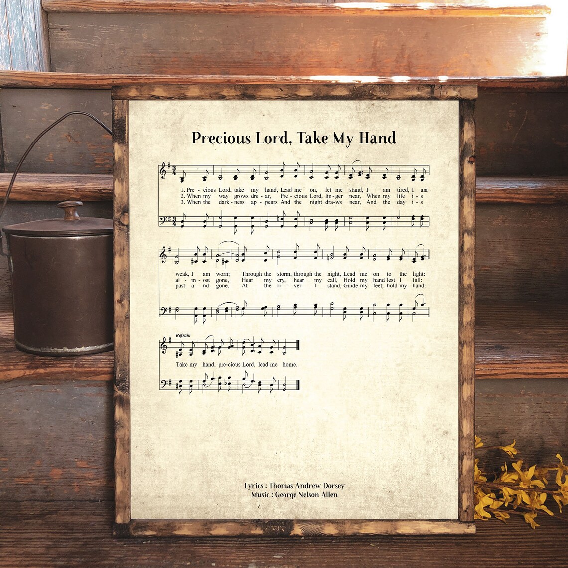 Precious Lord Take My Hand Vintage Wall Art Print, Church Hymn ...