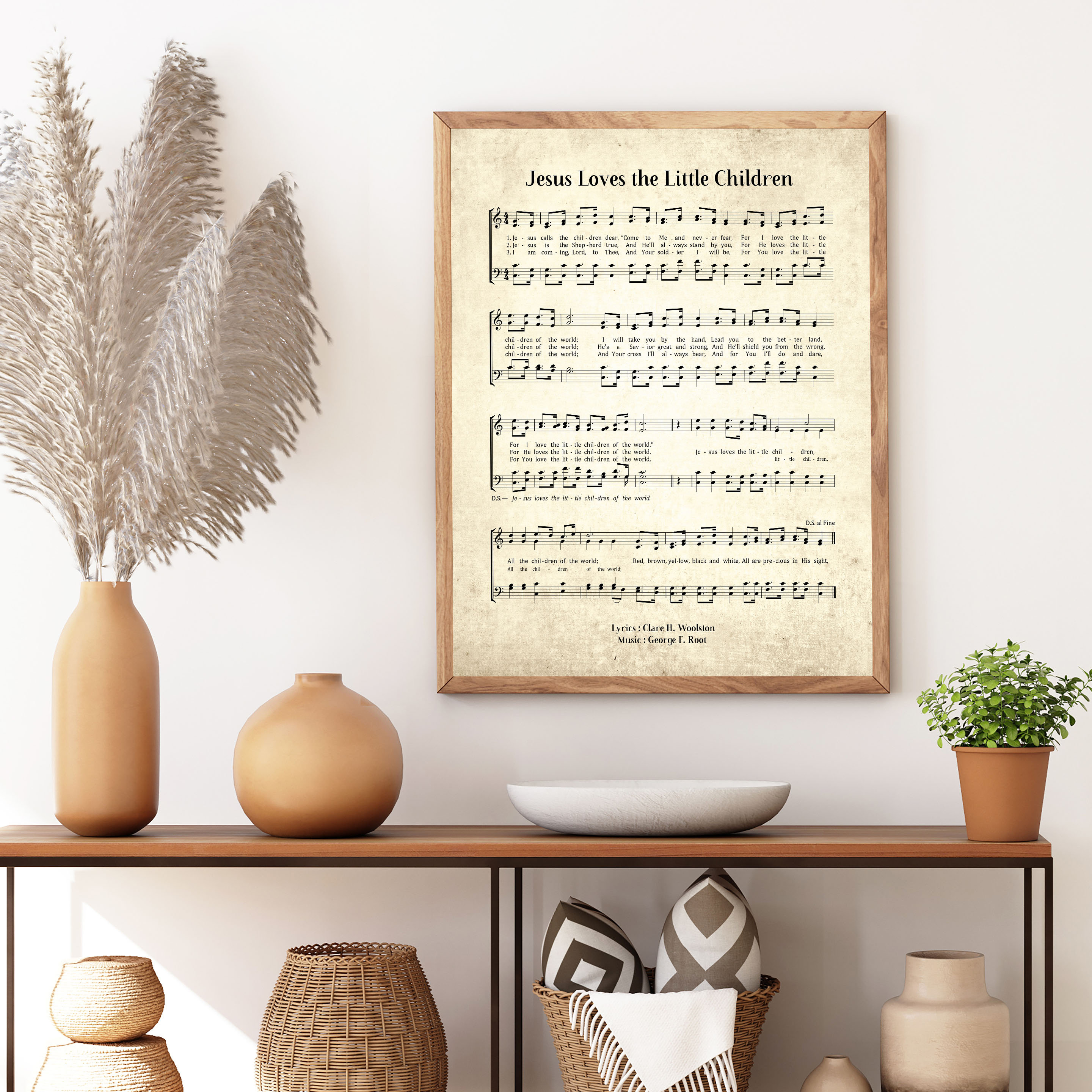 Jesus Loves the Little Children Vintage Wall Art Print, Church Hymn ...