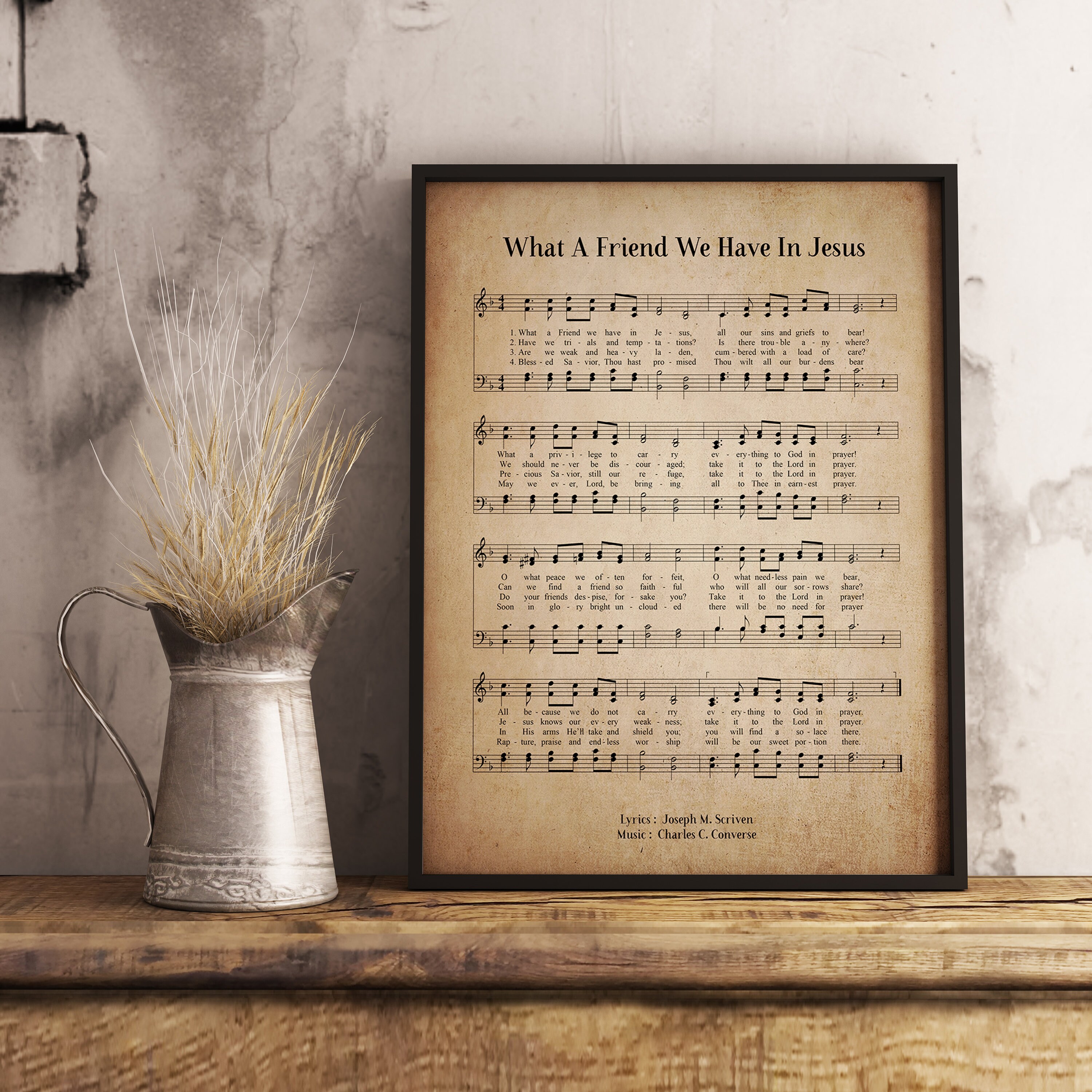 What A Friend We Have in Jesus Vintage Wall Art Print, Church Hymn ...