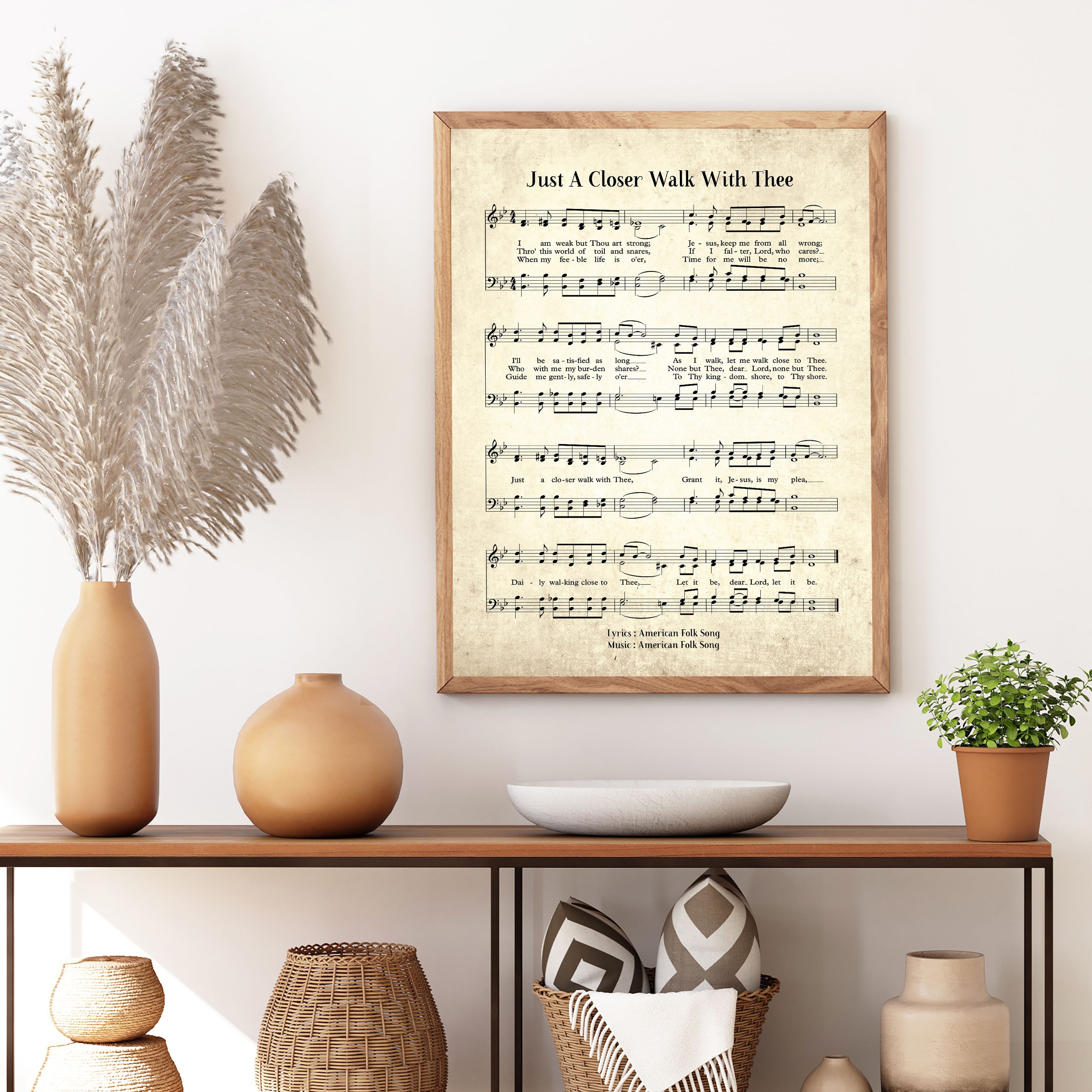 Just A Closer Walk With Thee Vintage Wall Art Print, Church Hymn ...