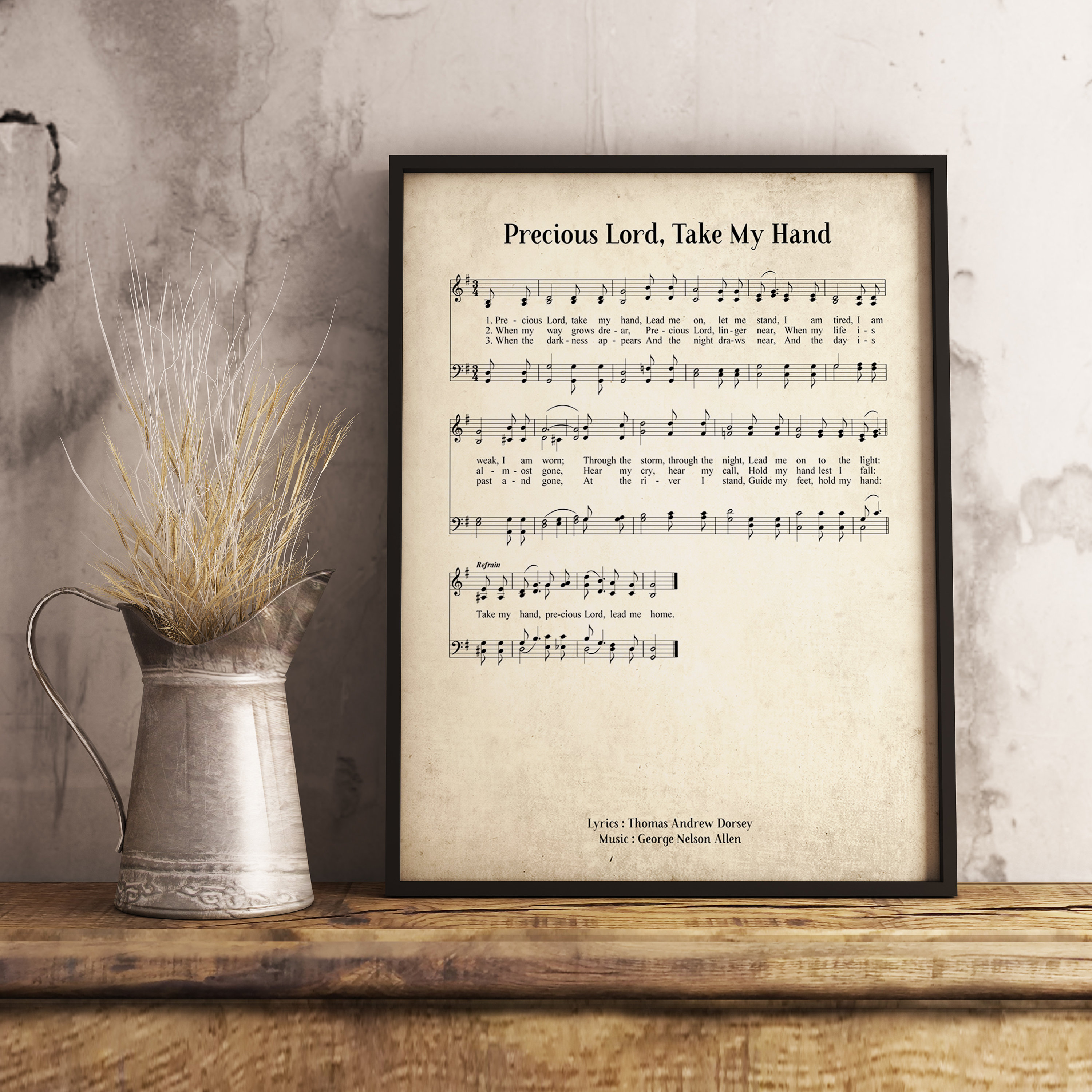 Precious Lord Take My Hand Vintage Wall Art Print, Church Hymn ...