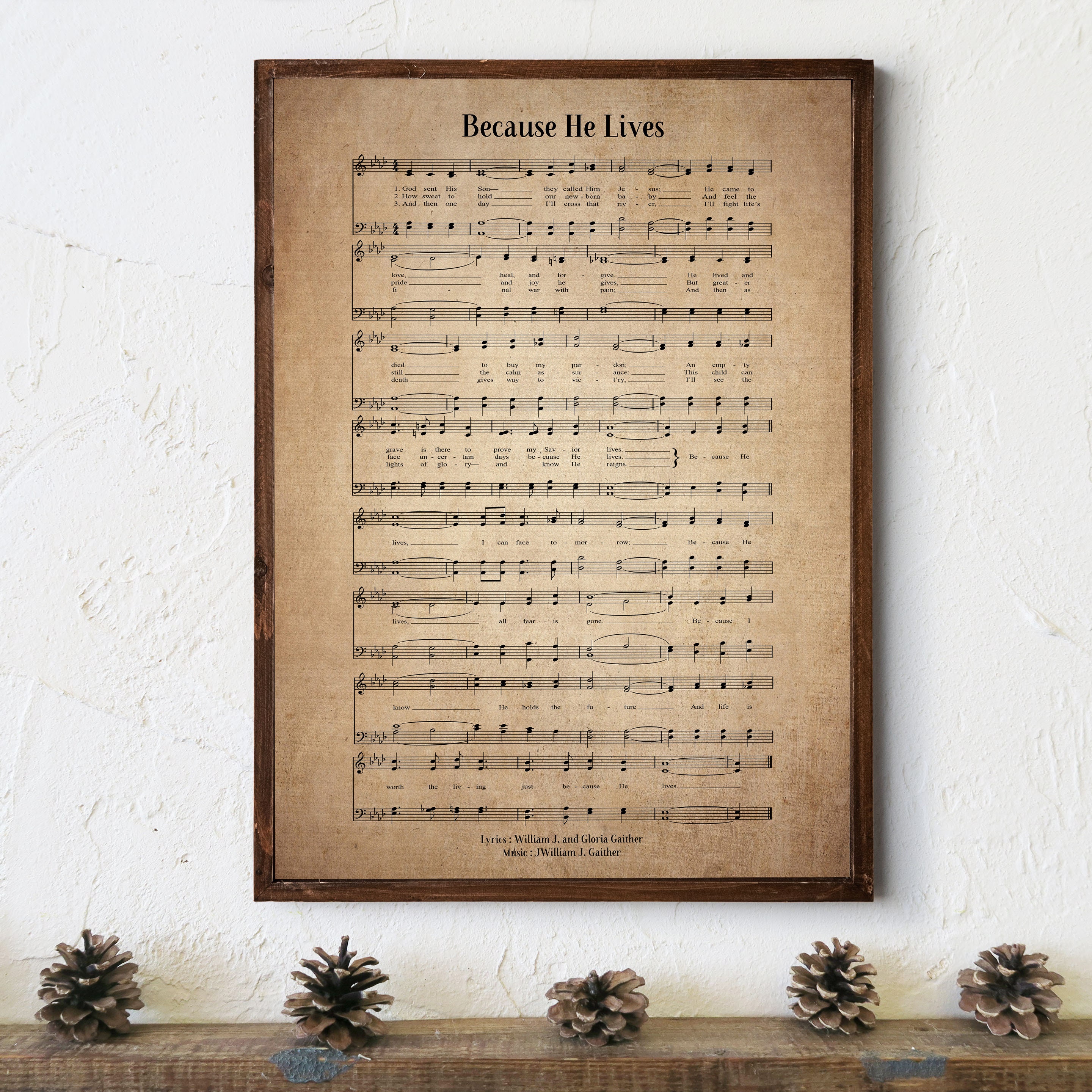 Because He Lives Vintage Wall Art Print, Church Hymn Religious Poster ...