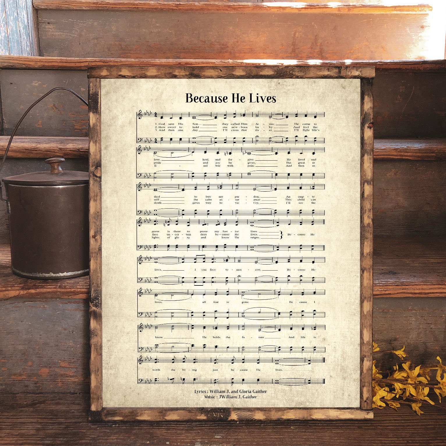 Because He Lives Vintage Wall Art Print, Church Hymn Religious Poster ...