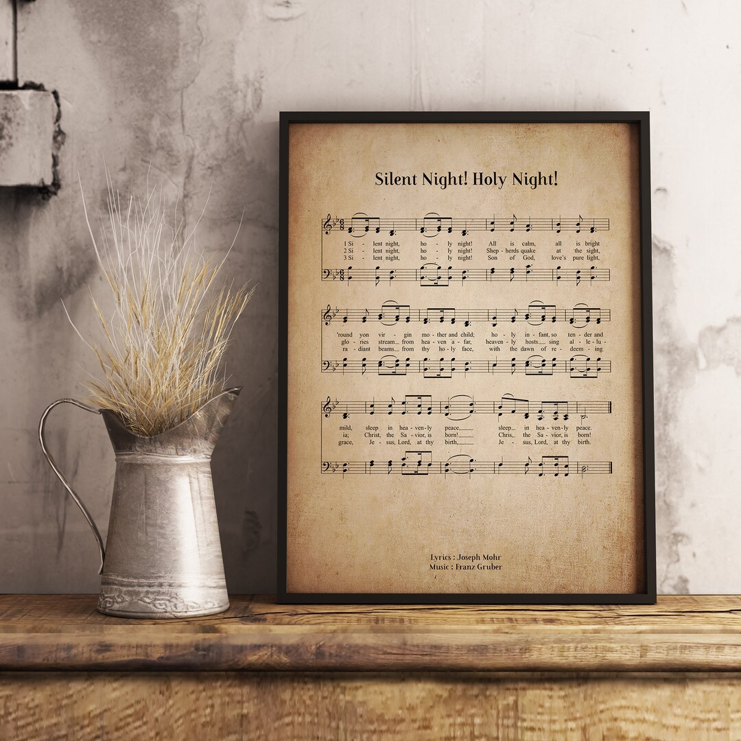 Silent Night Holy Night Vintage Wall Art Print, Church Hymn Religious ...