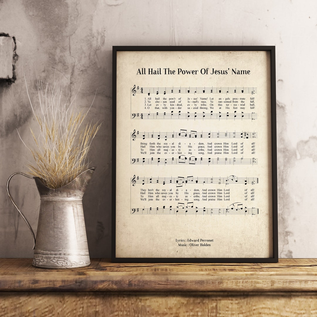 All Hail the Power of Jesus' Name Vintage Wall Art Print, Church Hymn ...