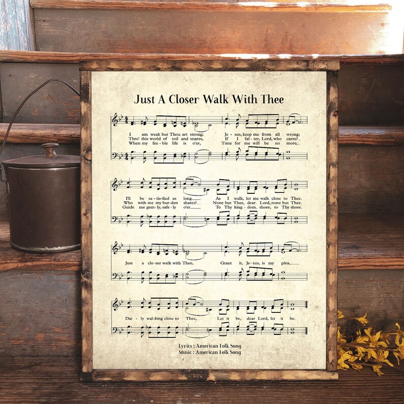 Just A Closer Walk With Thee Vintage Wall Art Print, Church Hymn ...