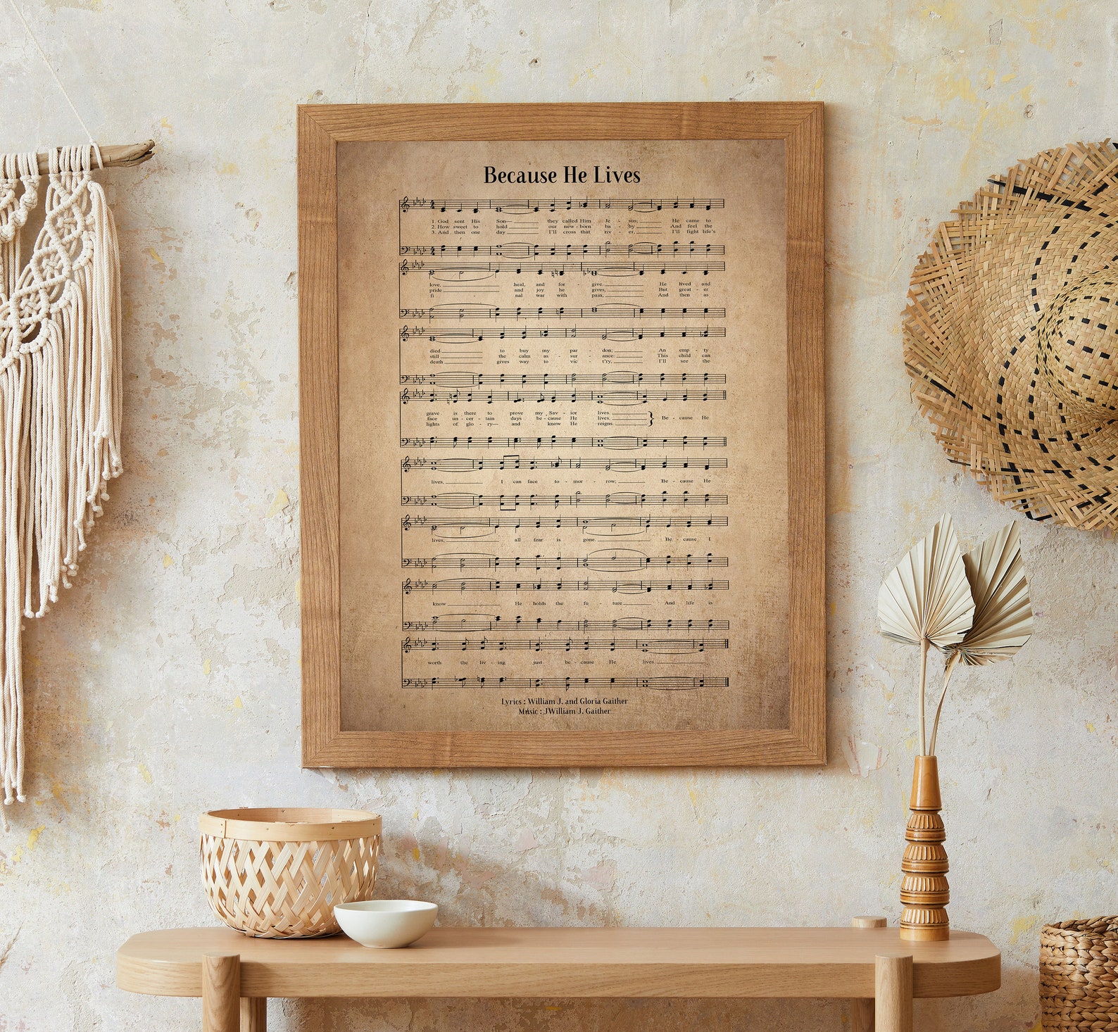 Because He Lives Vintage Wall Art Print, Church Hymn Religious Poster ...