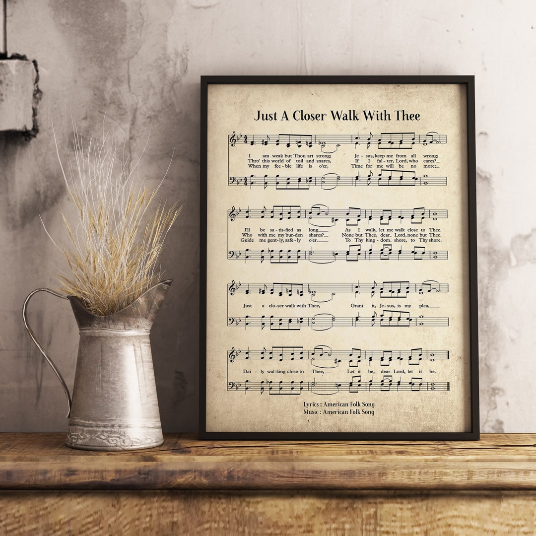 Just A Closer Walk With Thee Vintage Wall Art Print, Church Hymn ...