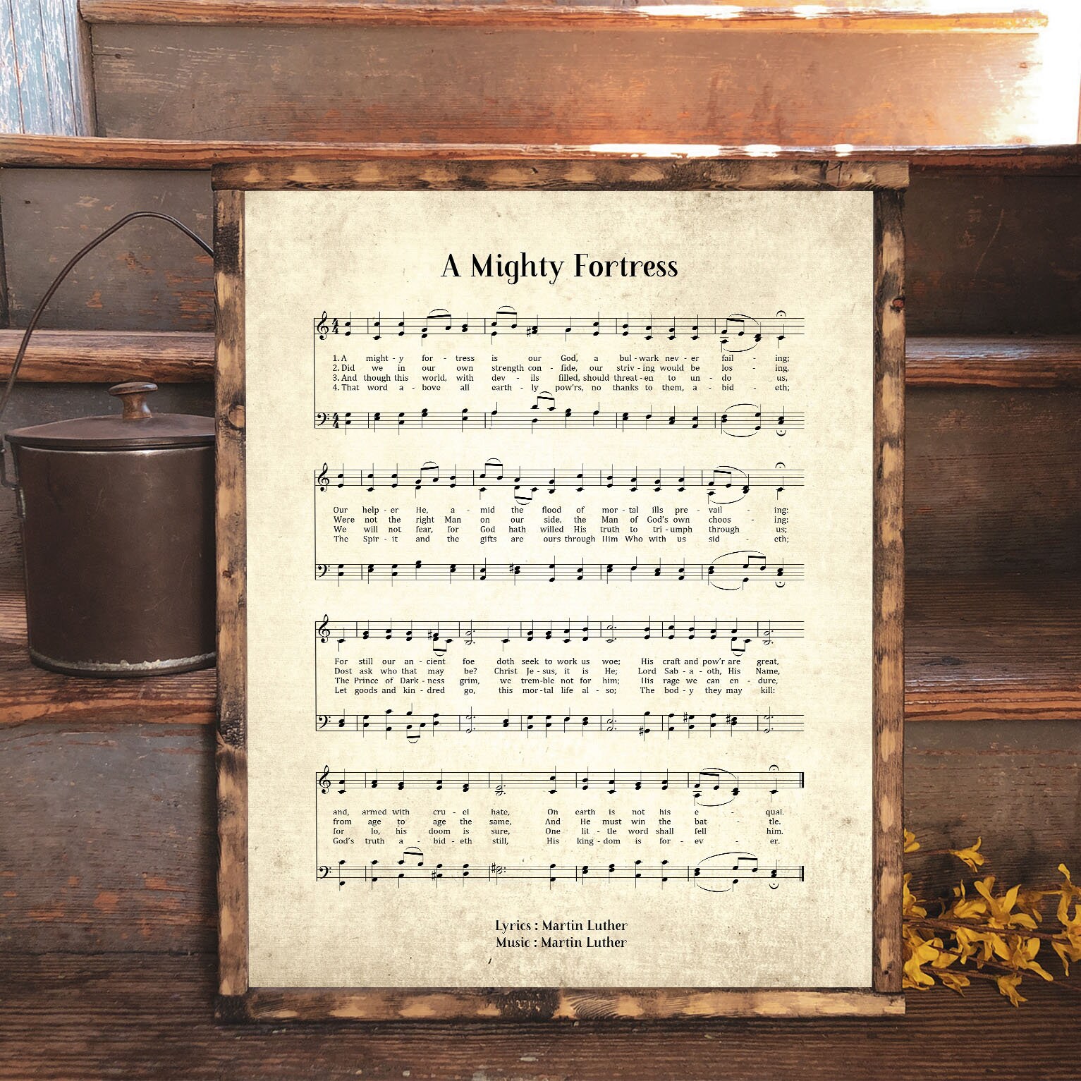 A Mighty Fortress Vintage Wall Art Print, Church Hymn Religious Poster ...