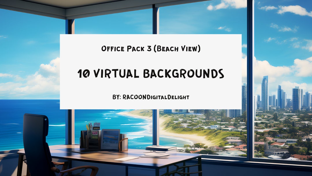 Beach Office | Virtual Office Background | Zoom Background | Digital ...