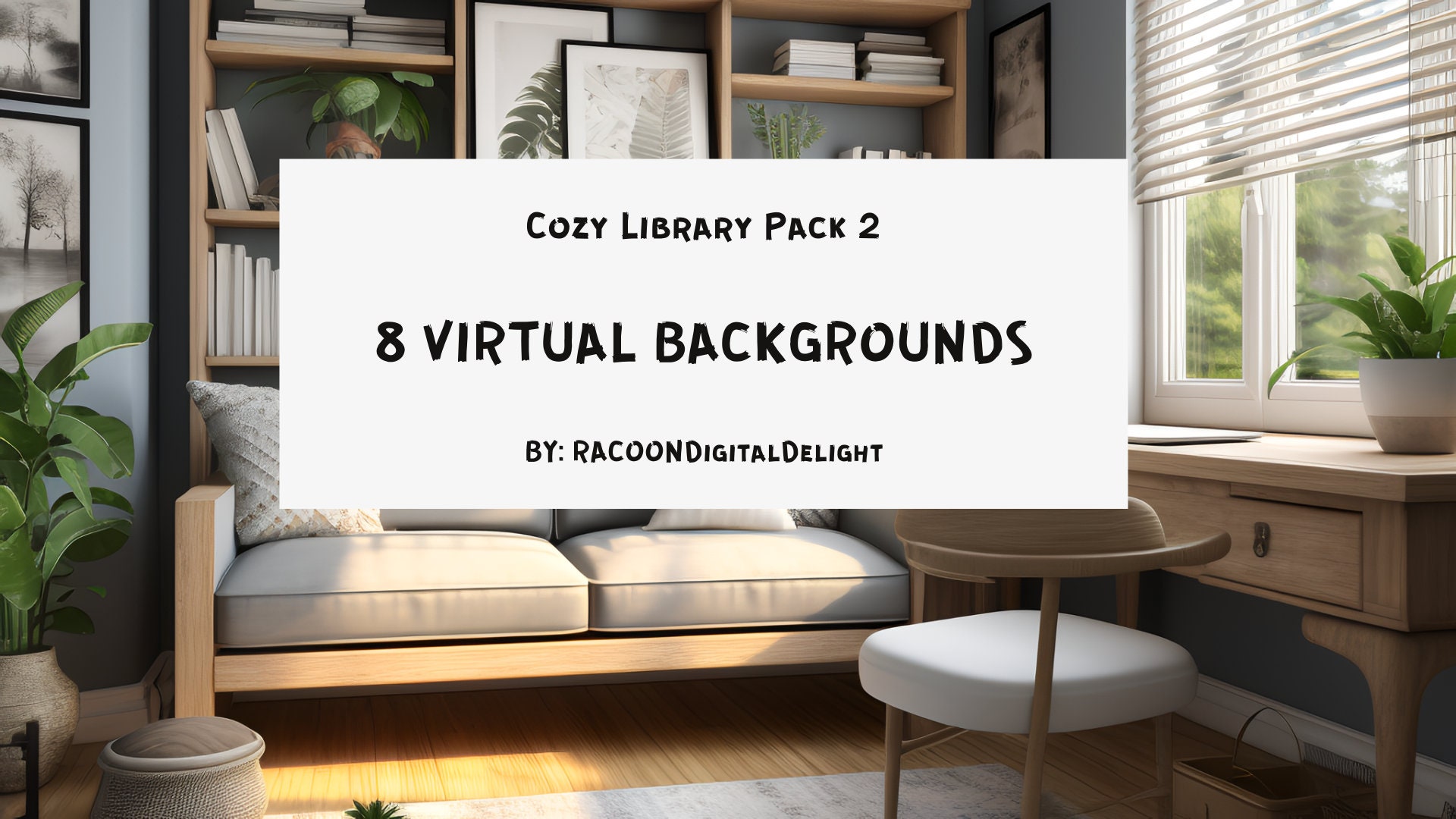 Virtual Office Library Background Cozy Zoom Background Digital ...