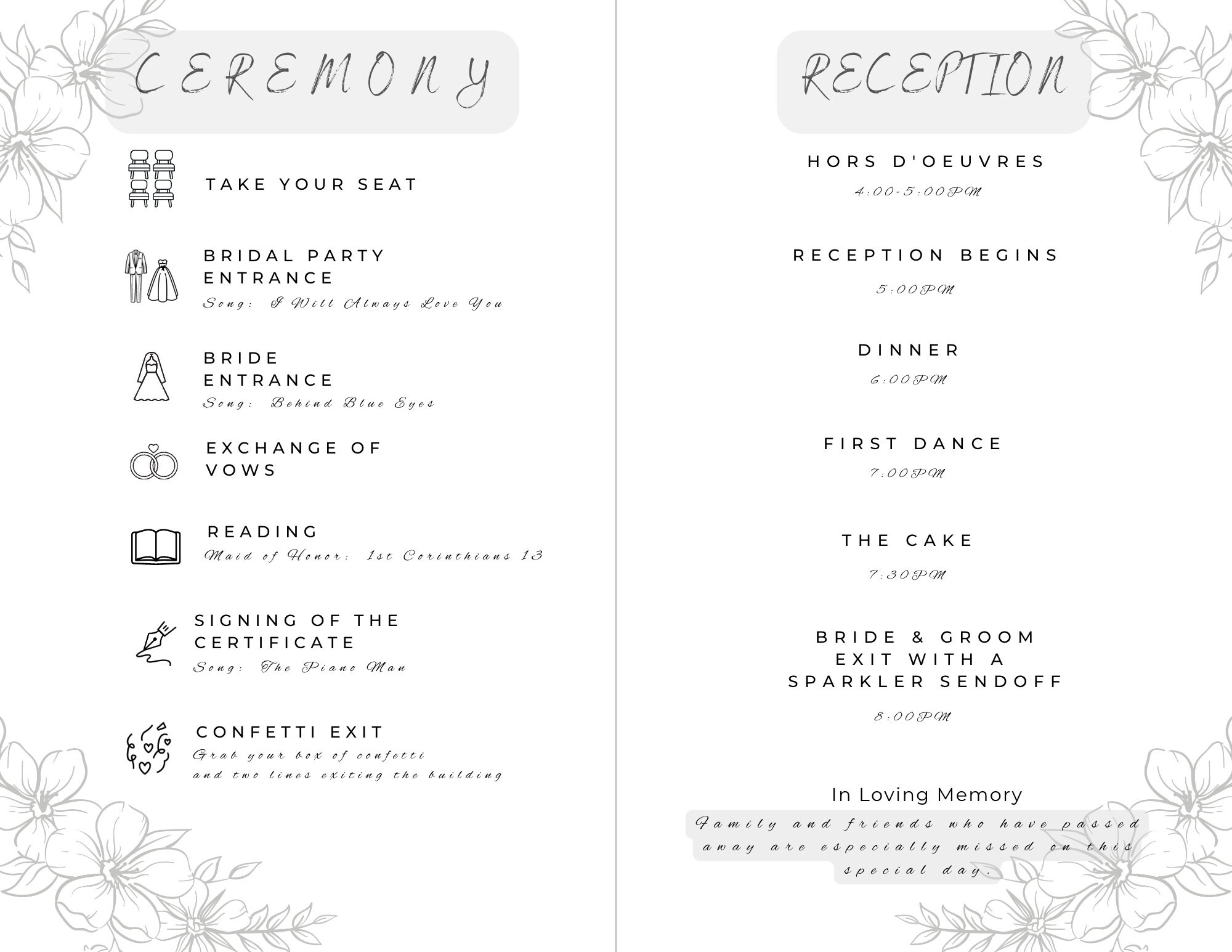 Wedding Program Template digital - Etsy