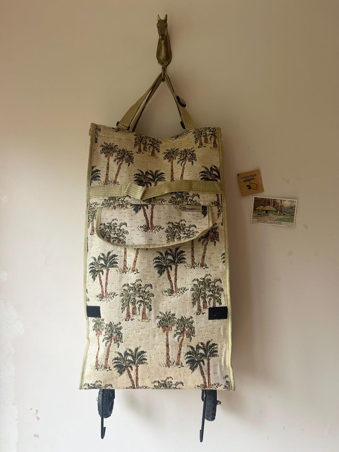 VINTAGE Bovano USA 1970s Trolley Bag | Palm Leaves | 70's Tapestry Bag ...