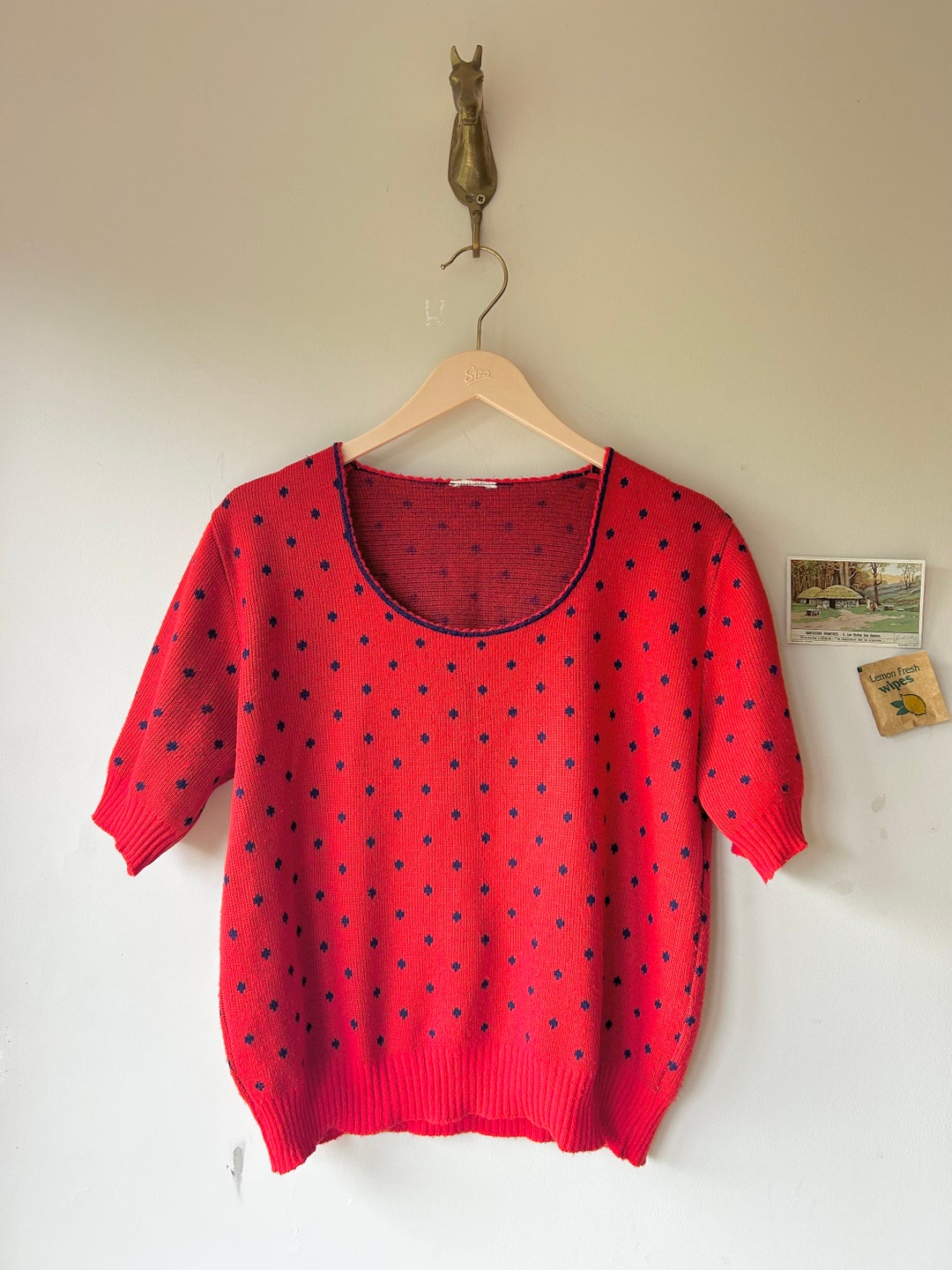 VINTAGE Red Cropped 70's Jumper 1970's Sweater - Etsy