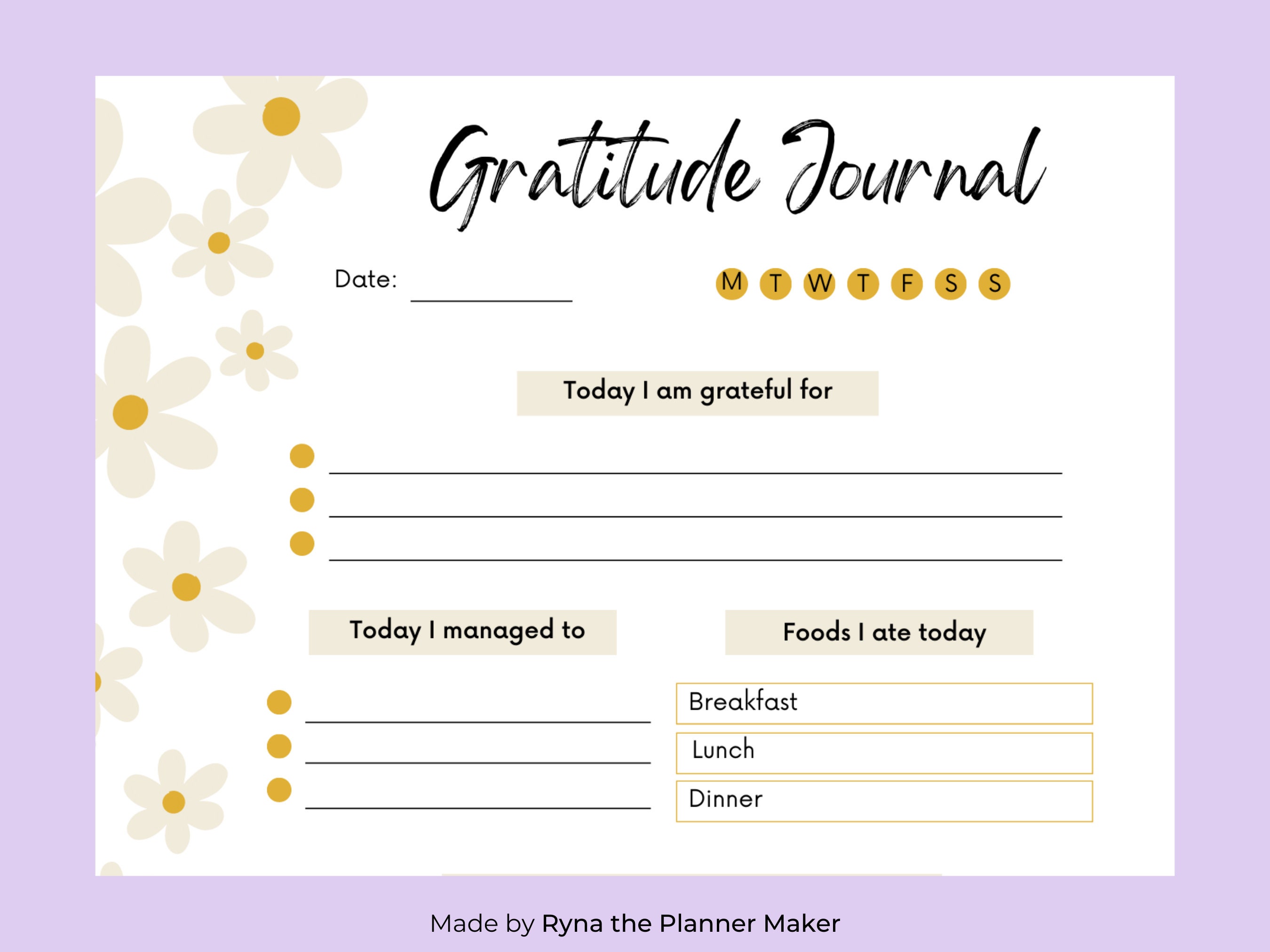 Gratitude Journal Editable Printable, Gratitude Template, Daily ...