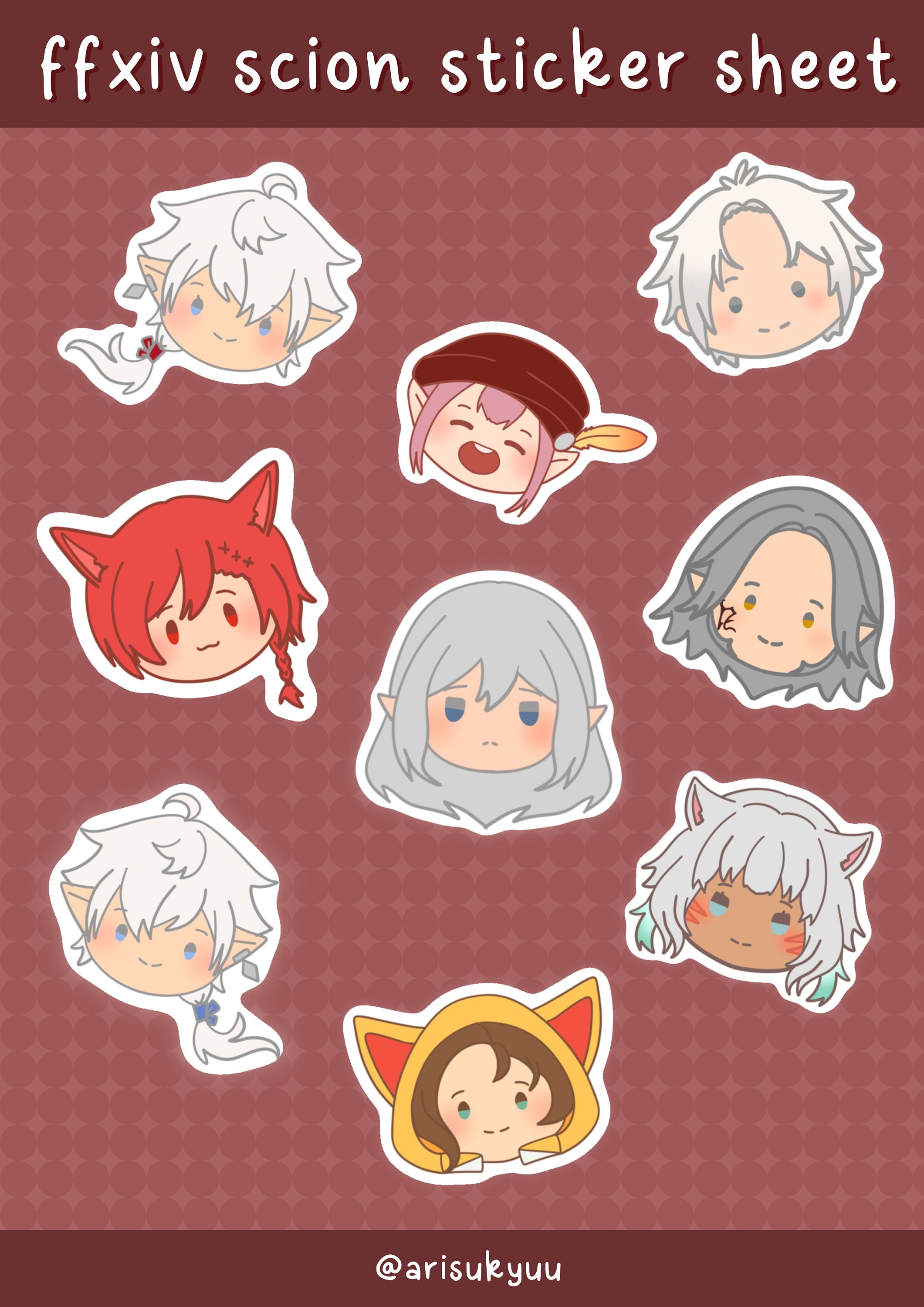 FFXIV Chibi Head Scion Sticker Sheet - Etsy